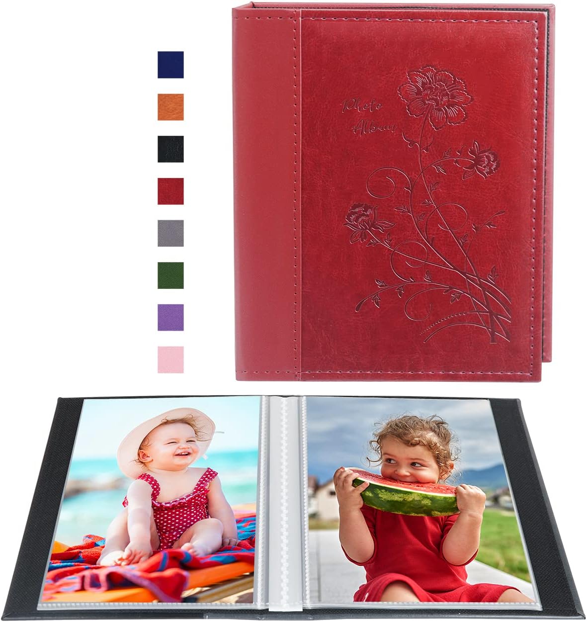 Amazon.com: Artmag Photo Album 5x7 Clear Pages Pockets Leather Cover ...