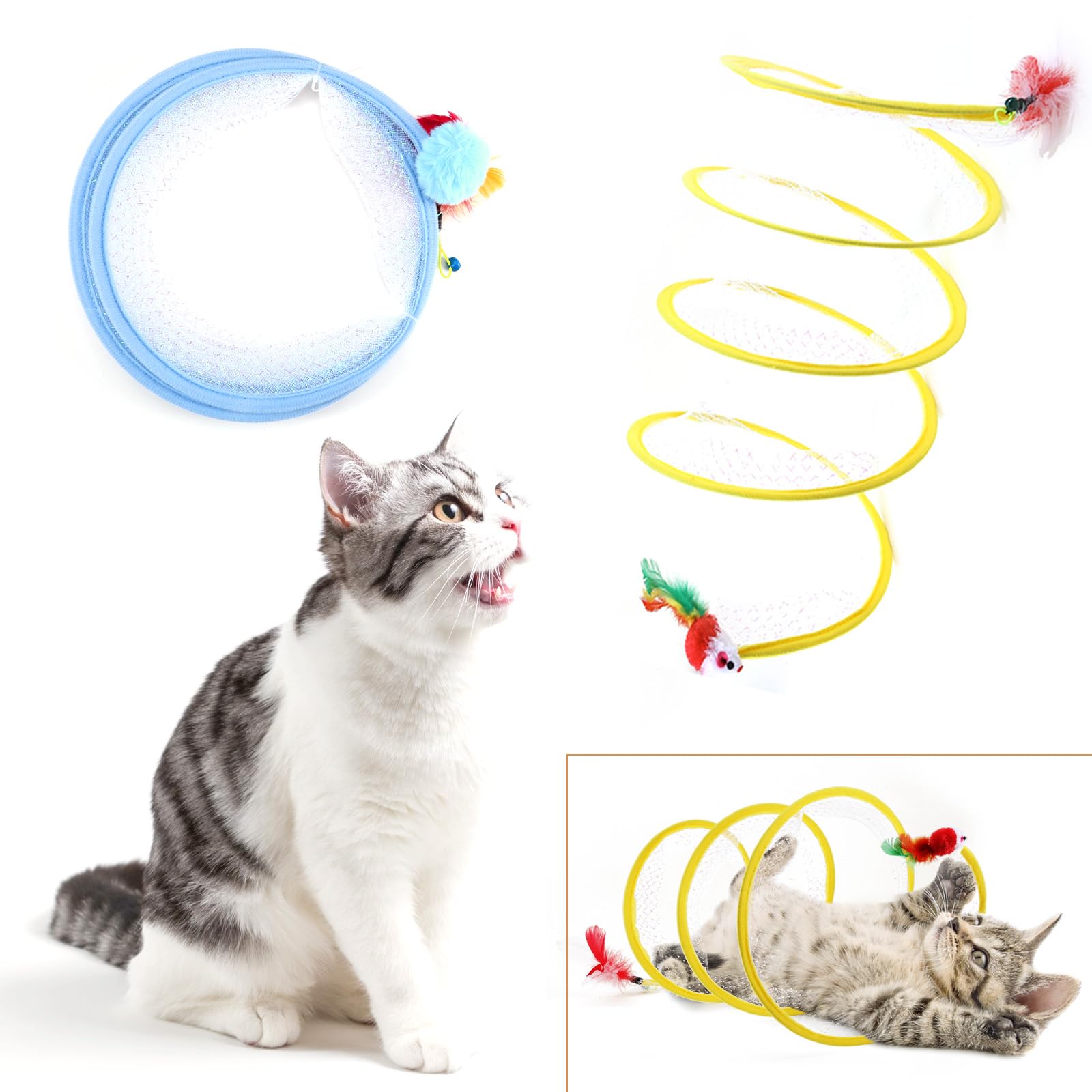 Snapklik.com : 2 Pcs Folded Cat Tunnel Toy, Indoor Cat Activity ...