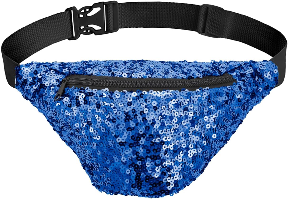 Amazon.com | Tipsy Elves Fanny Packs - Blue Shiny Sequin Fashion Waist ...