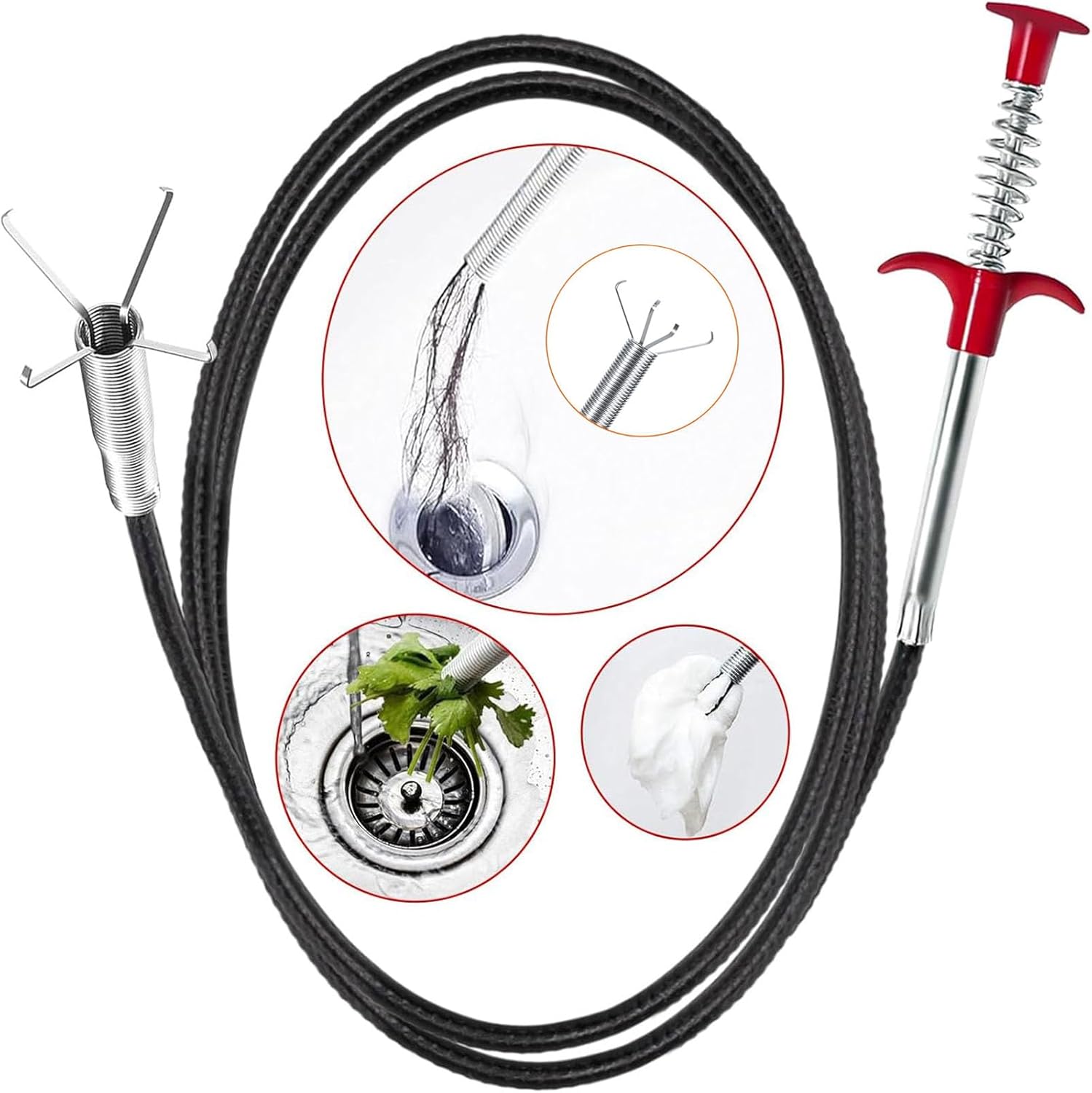 61 inch Drain Snake Grabber Claw Pickup Tool Drain Hair Remover Tool ...