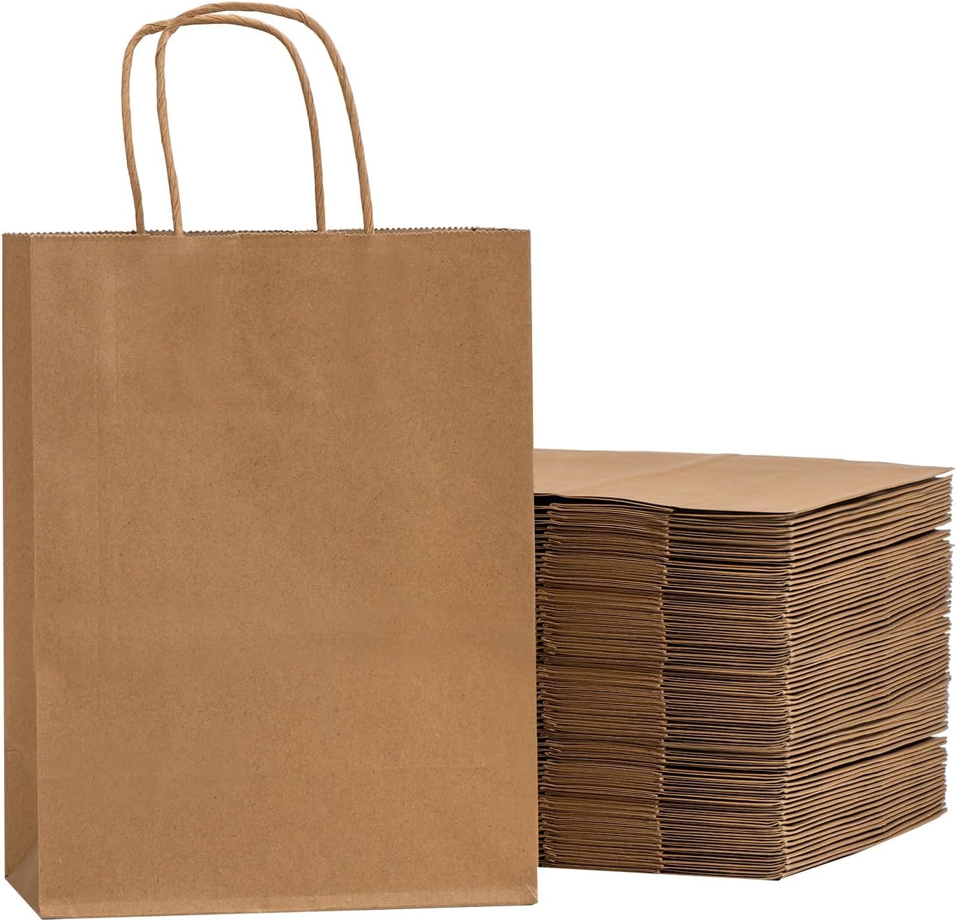 Amazon.com: 8"x4.75"x10" - 50 pcs - Brown Kraft Paper Bags. Flexicore ...