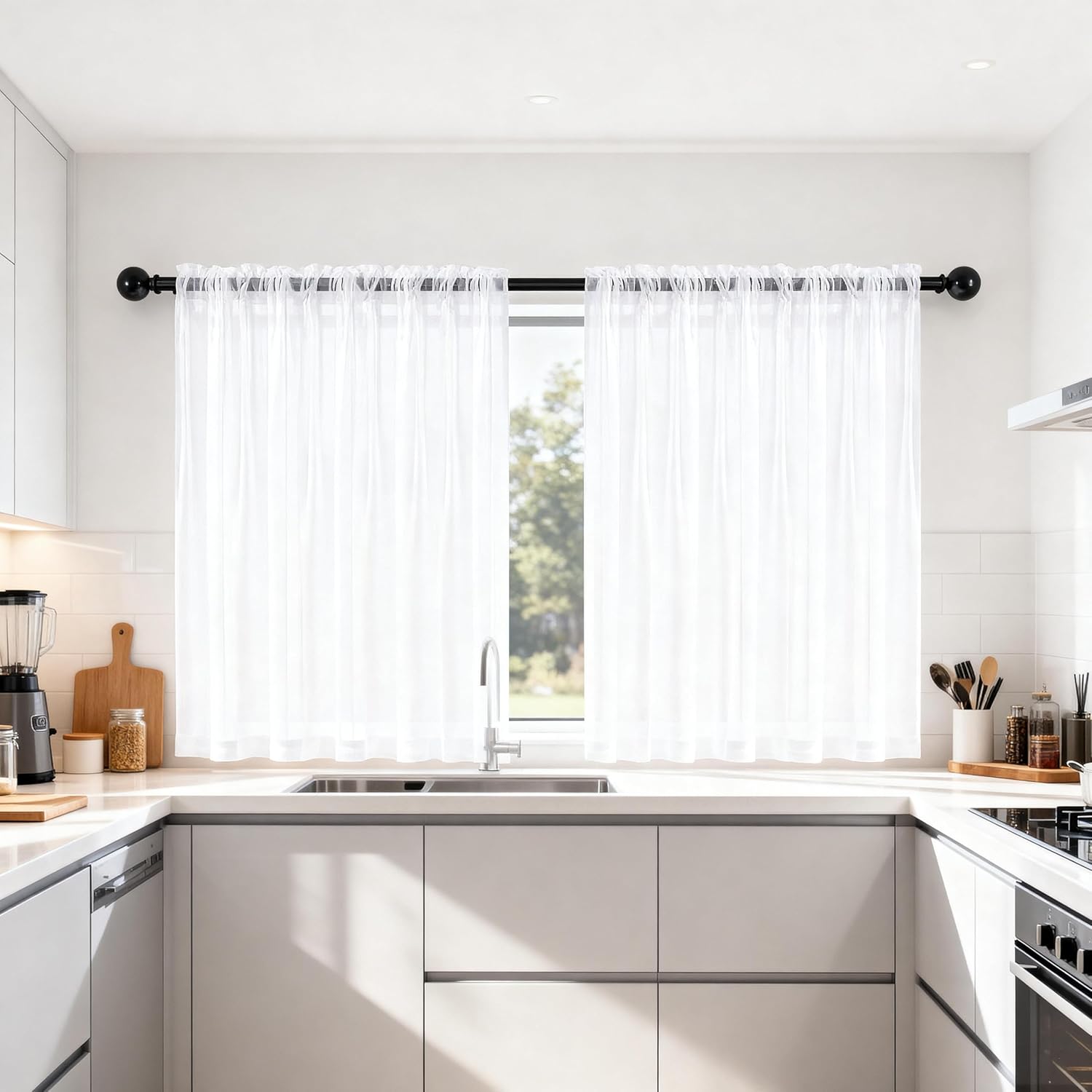 Amazon.com: AUTMOR Sheer Kitchen Curtains, Wrinkle Resistanting & Light ...