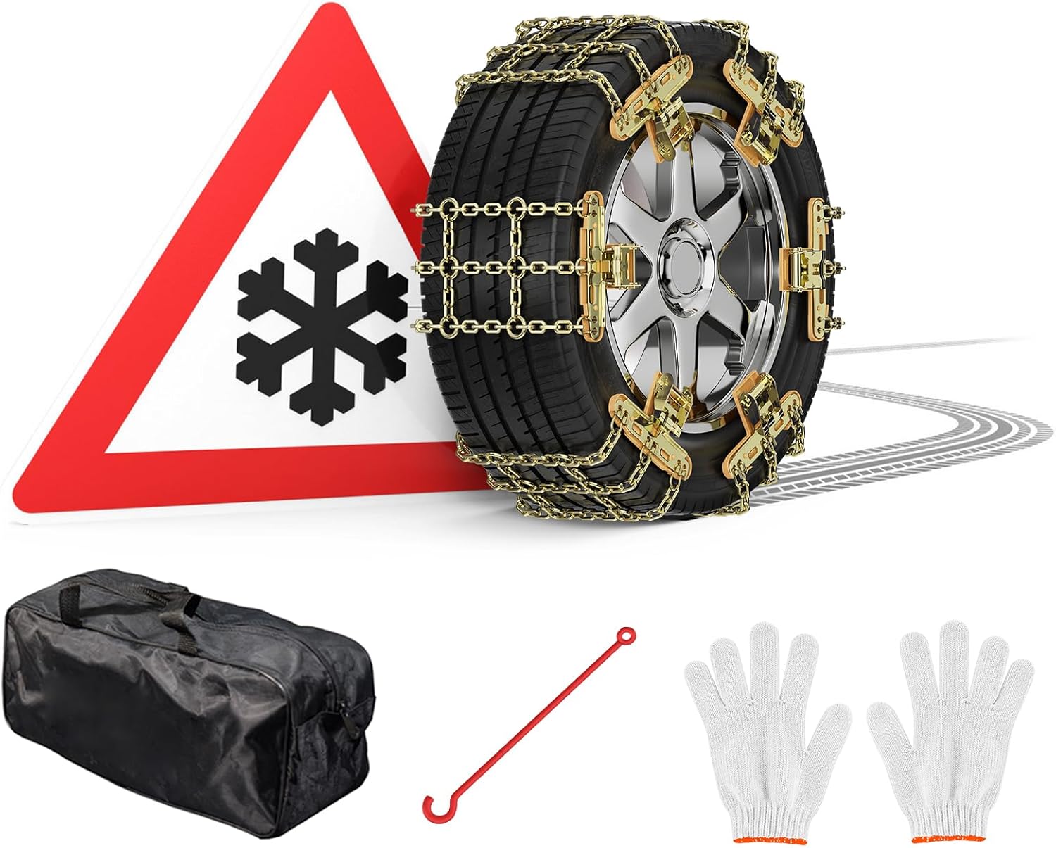 MOONCOOL 6Pcs(1 Satz) Anti-rutsch Stahl Schneeketten für Auto mit 215 ...