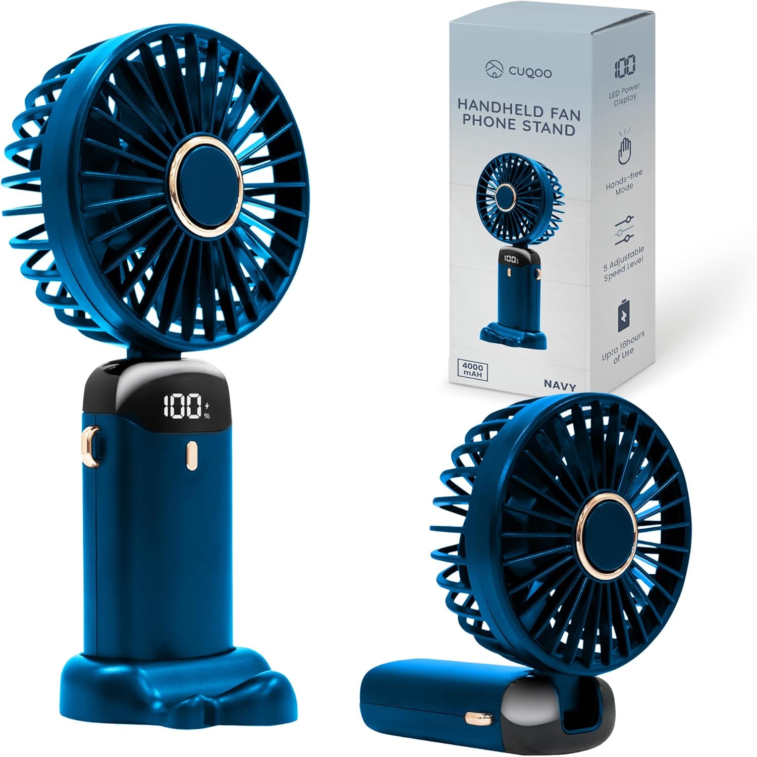 CUQOO Handheld Fan – Portable USB Rechargeable Mini Fan with Phone ...