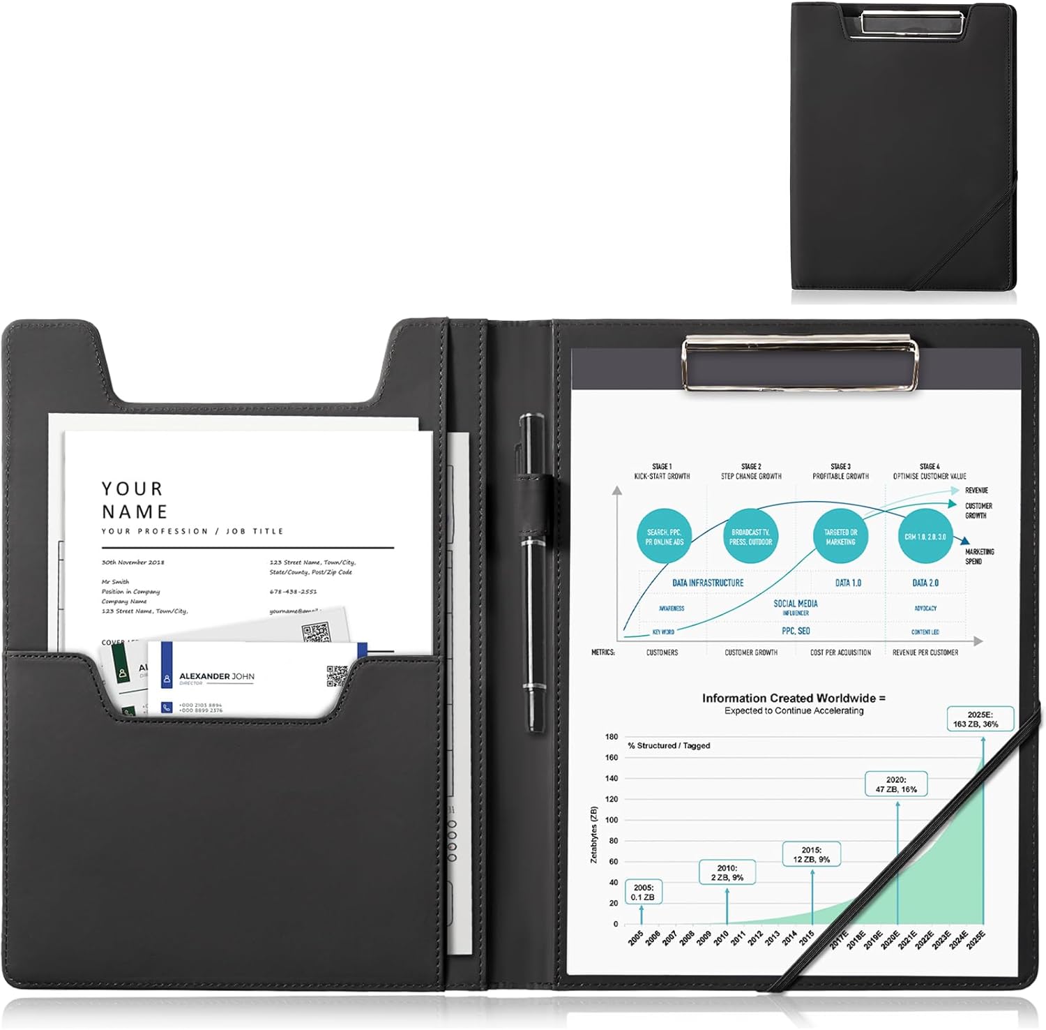 ProCase Clipboard Folder Portfolio, Leather Business Padfolio Organizer ...