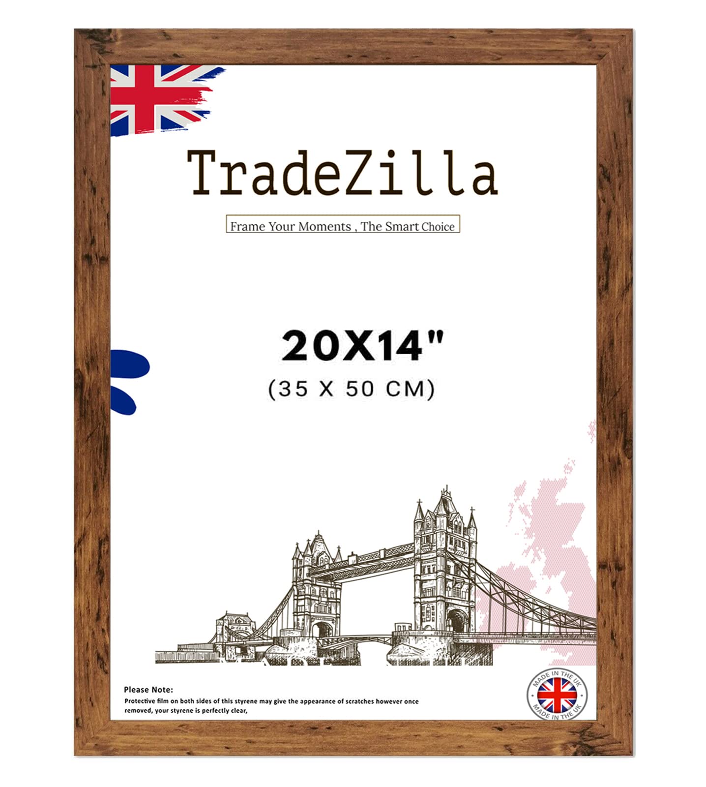 TradeZilla Elegant 35x50cm Poster Frame- MDF Solid Wood with Clear ...