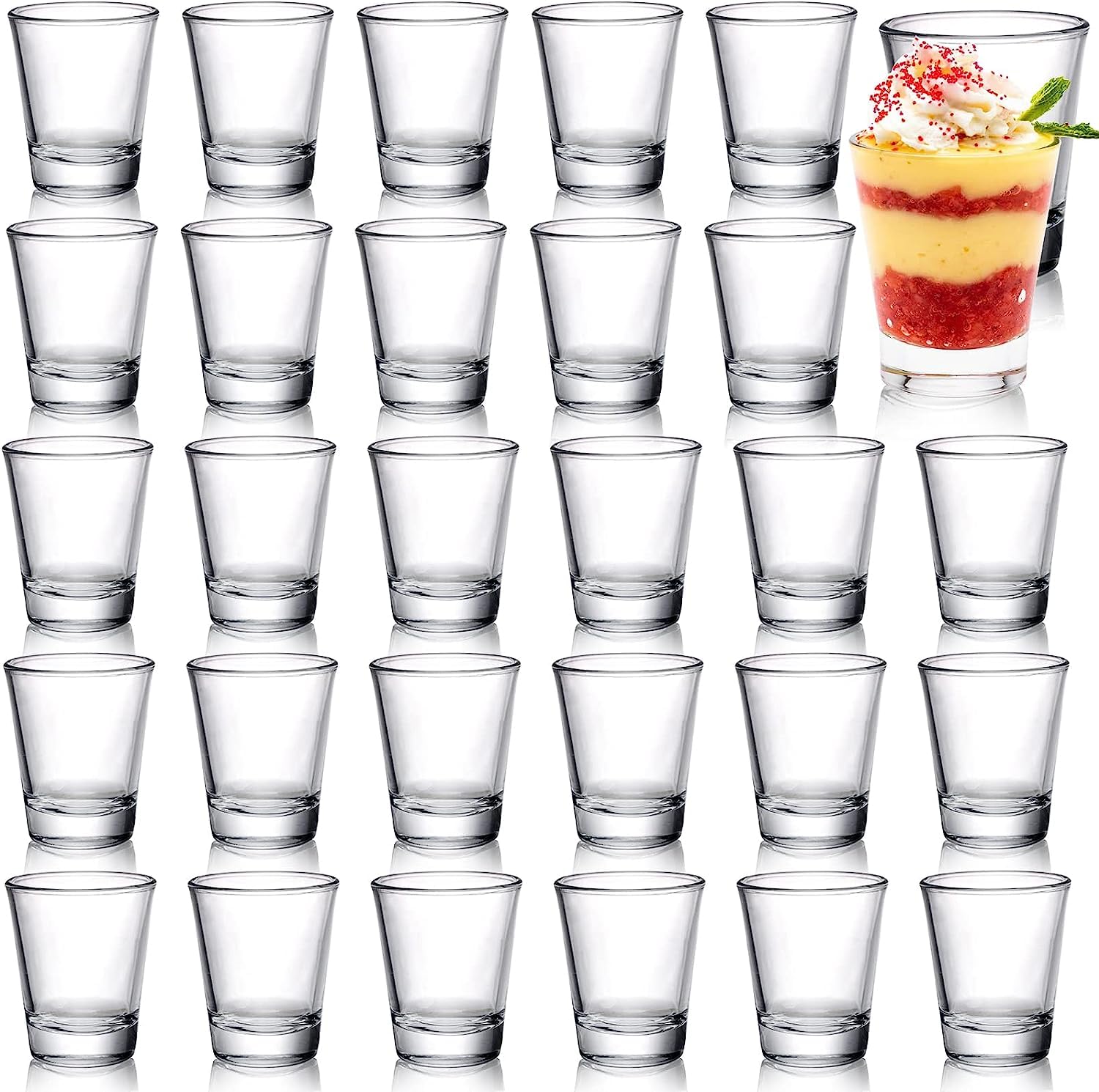 Amazon.com | Tebery 30 Pack Round Shot Glasses Bulk Sets with Heavy ...