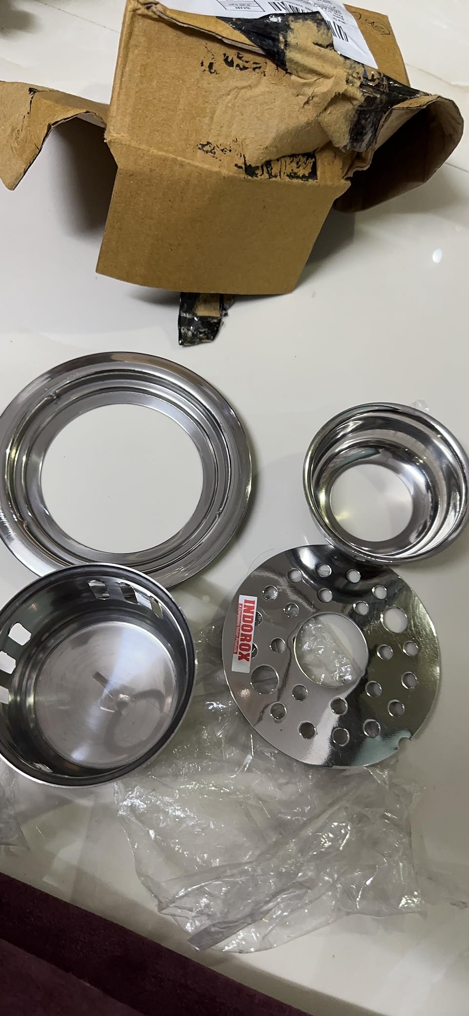 INDOROX Anti Cockroach Trap Drainer Stainless Steel Cut with Hole 5" X ...