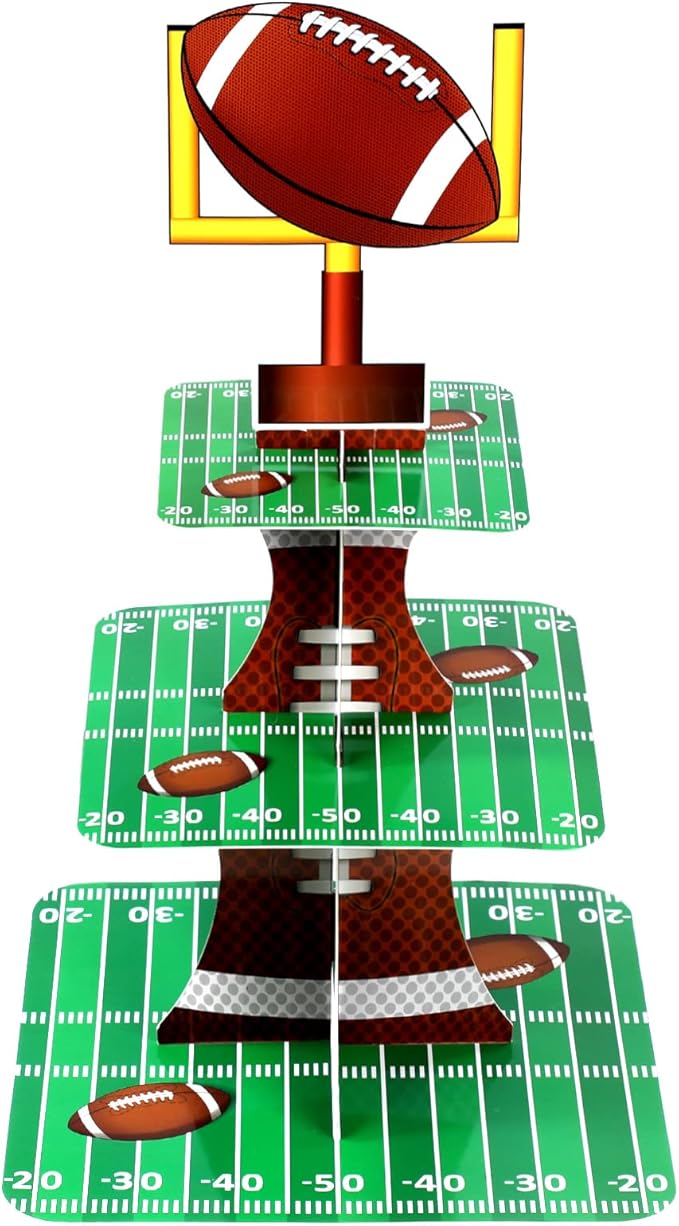 Amazon.com: Nuenen Football Theme Party Cupcake Stand Decorations, 3 ...