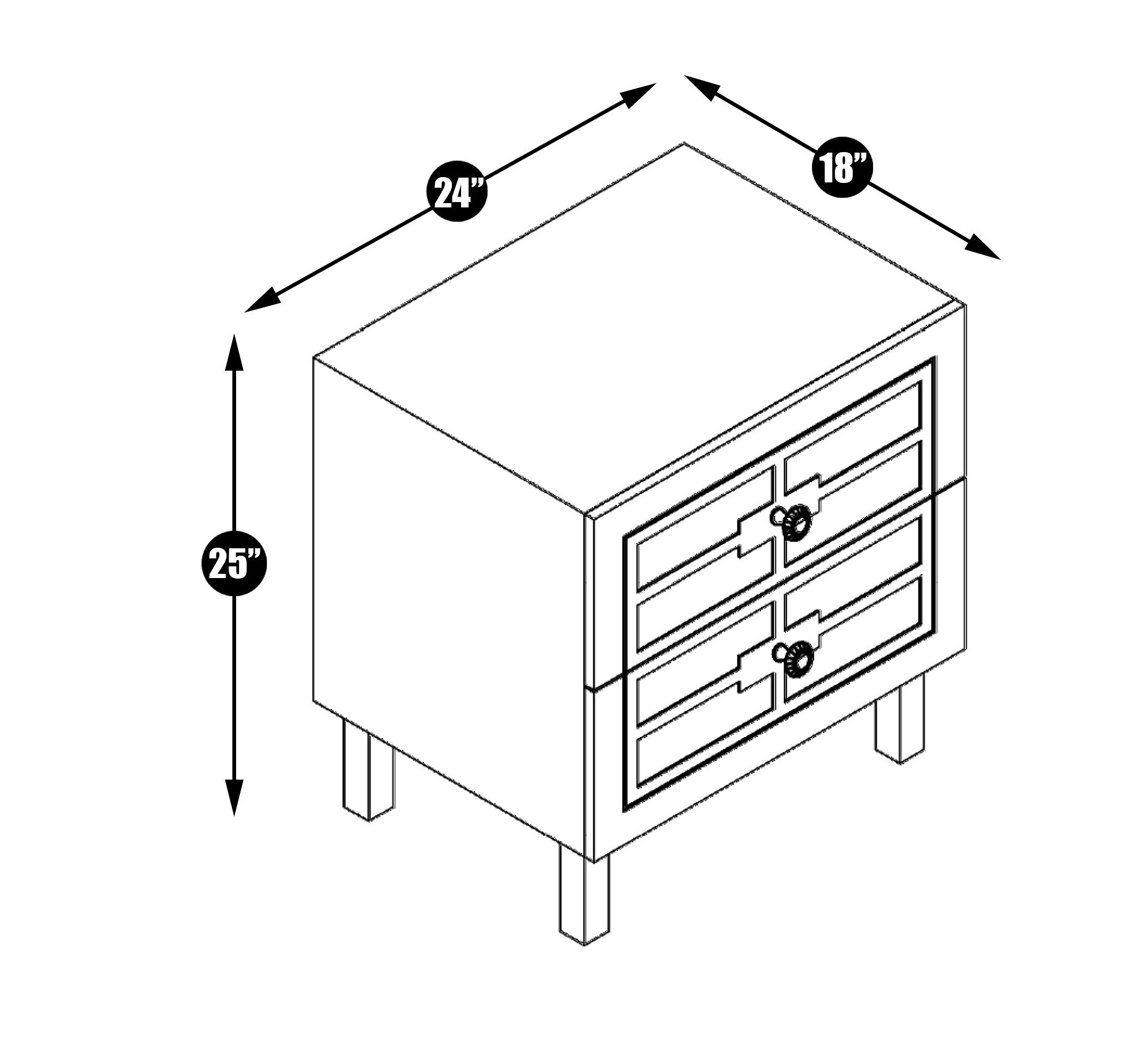 (Pair of Nite Stands) Iconic Home Naples Nightstand Side Table with 2 ...
