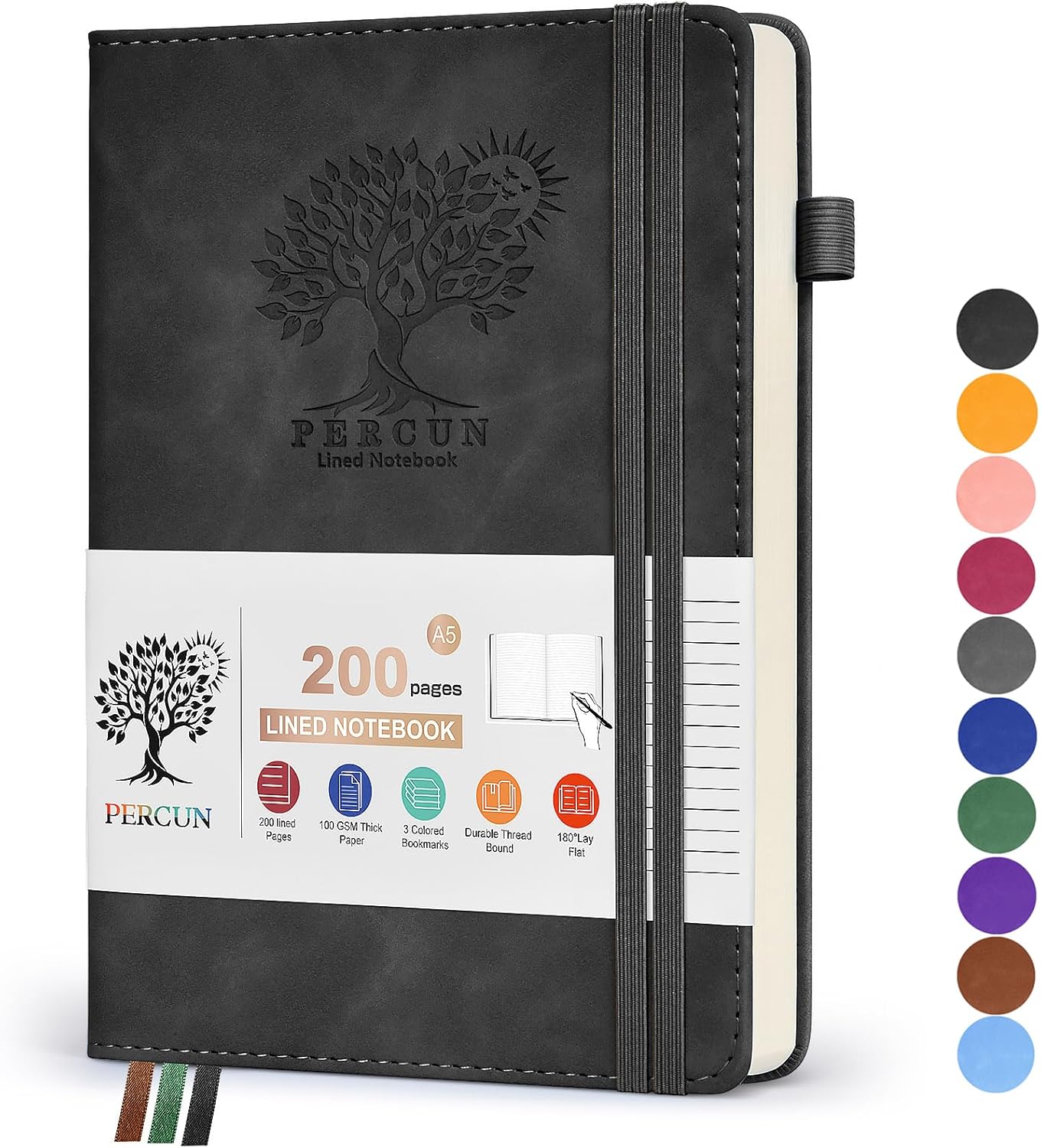 Amazon.com : PERCUN Lined Journal Notebook for Women and Men,Hardcover ...