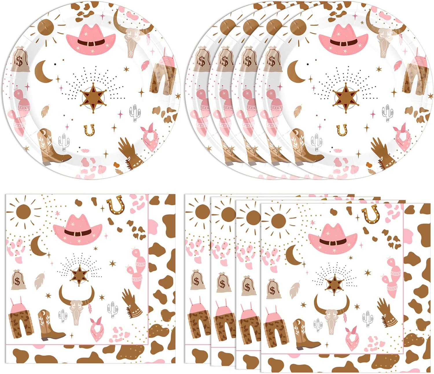 Amazon.com: 40 PCS Western Decoration Wild West Theme Pink Cowgirl ...