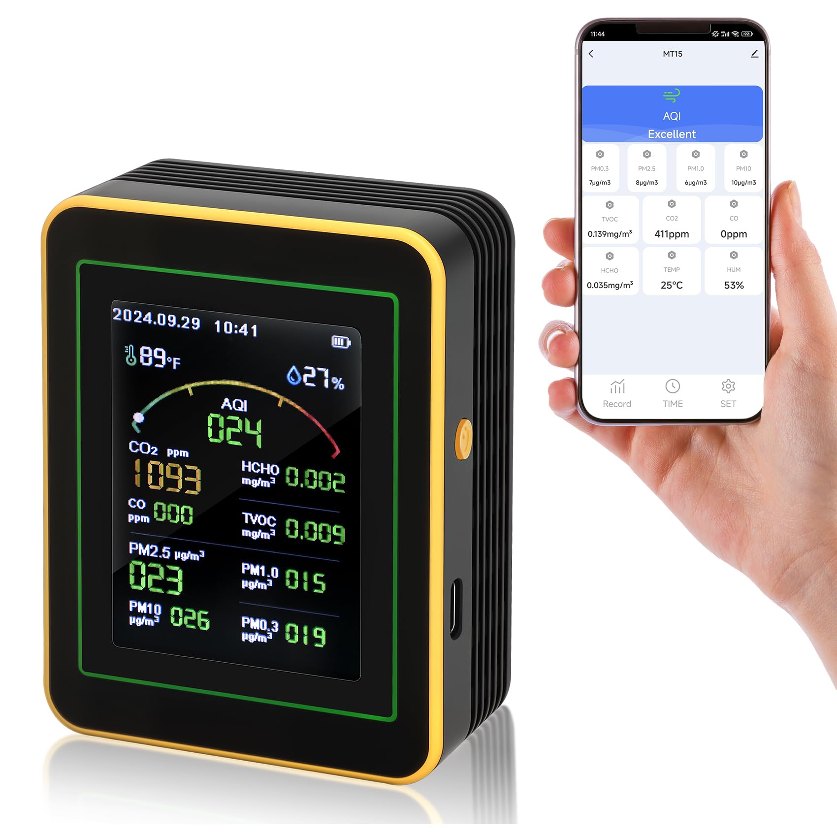 15-in-1 Indoor Air Quality Monitor with WiFi, Alerts & Notifications ...