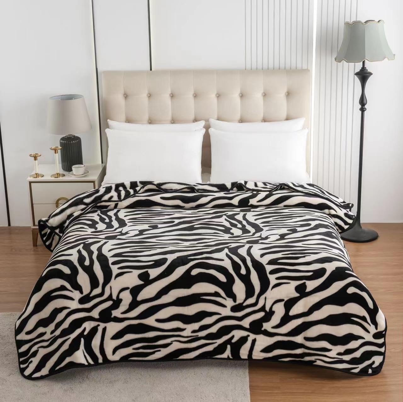 AMBERLINNEN LTD Animal Skin Print Sofa Bed Faux Fur Mink Throw Blankets ...