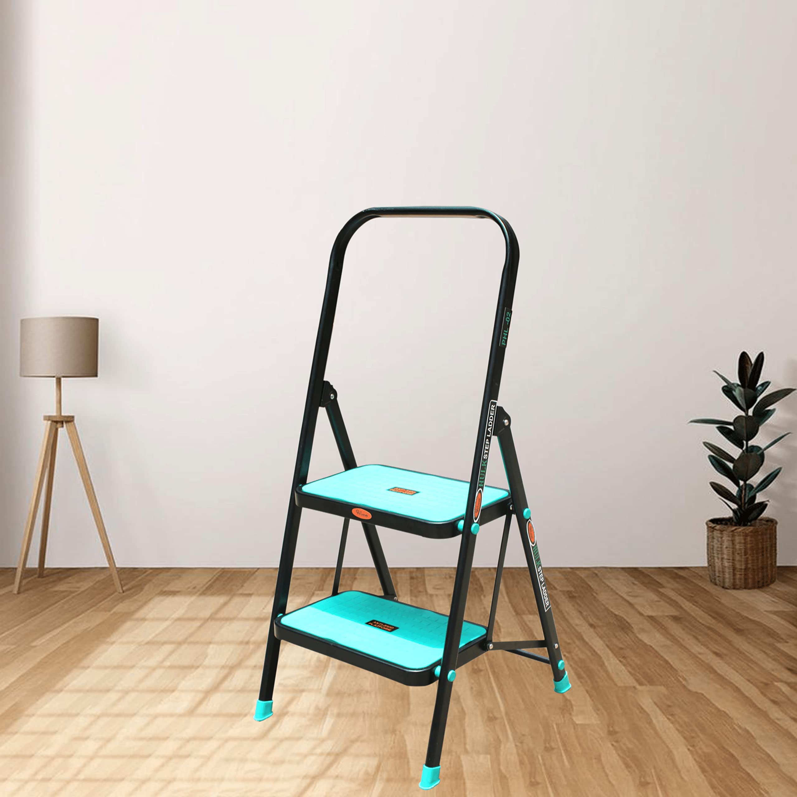 Prime Hulk 2-Steps Heavy-Duty Foldable Steel Step Ladder with Large ...