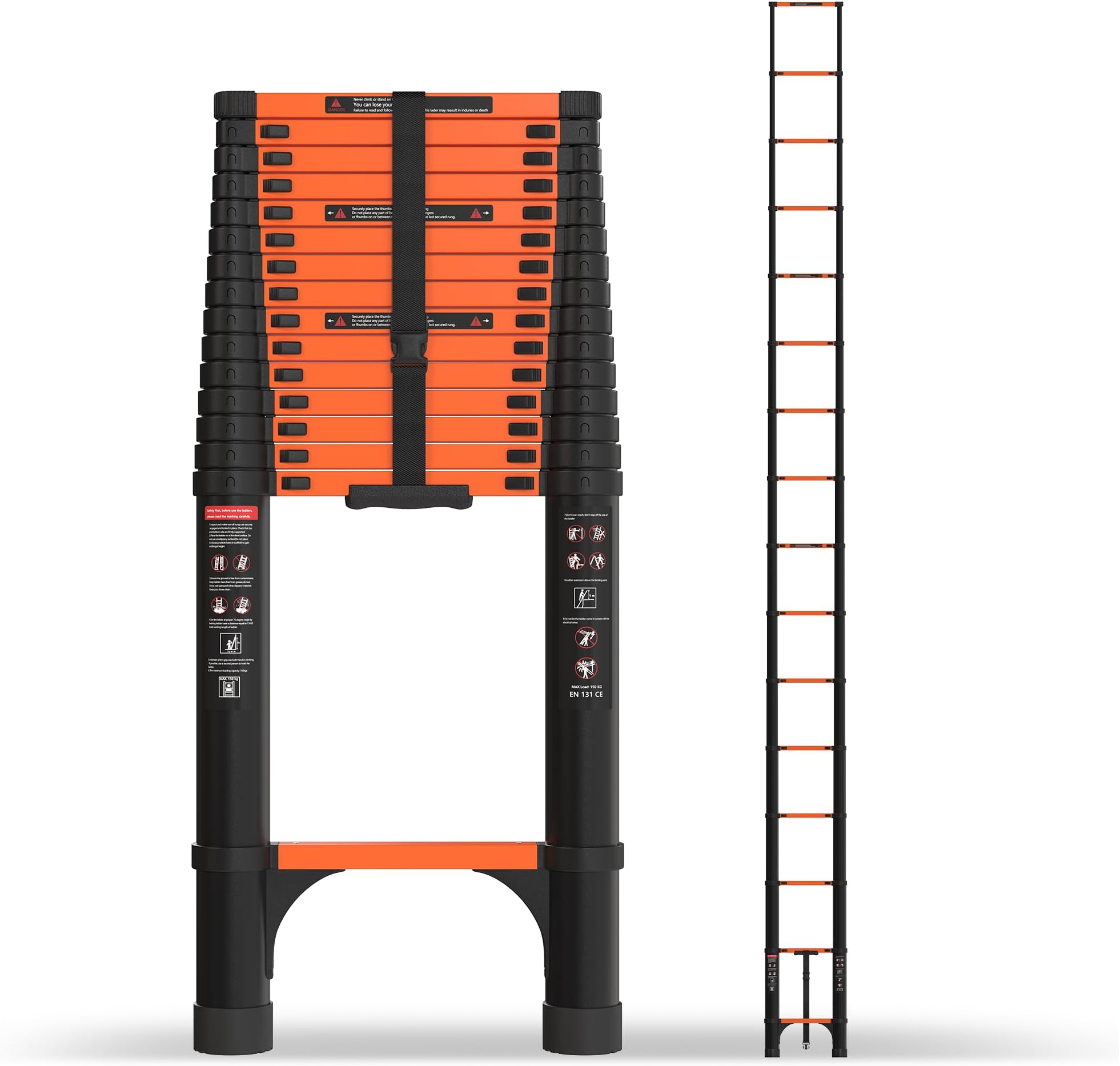 30 FT Aluminum Telescoping Ladder with One-Button Retraction ...