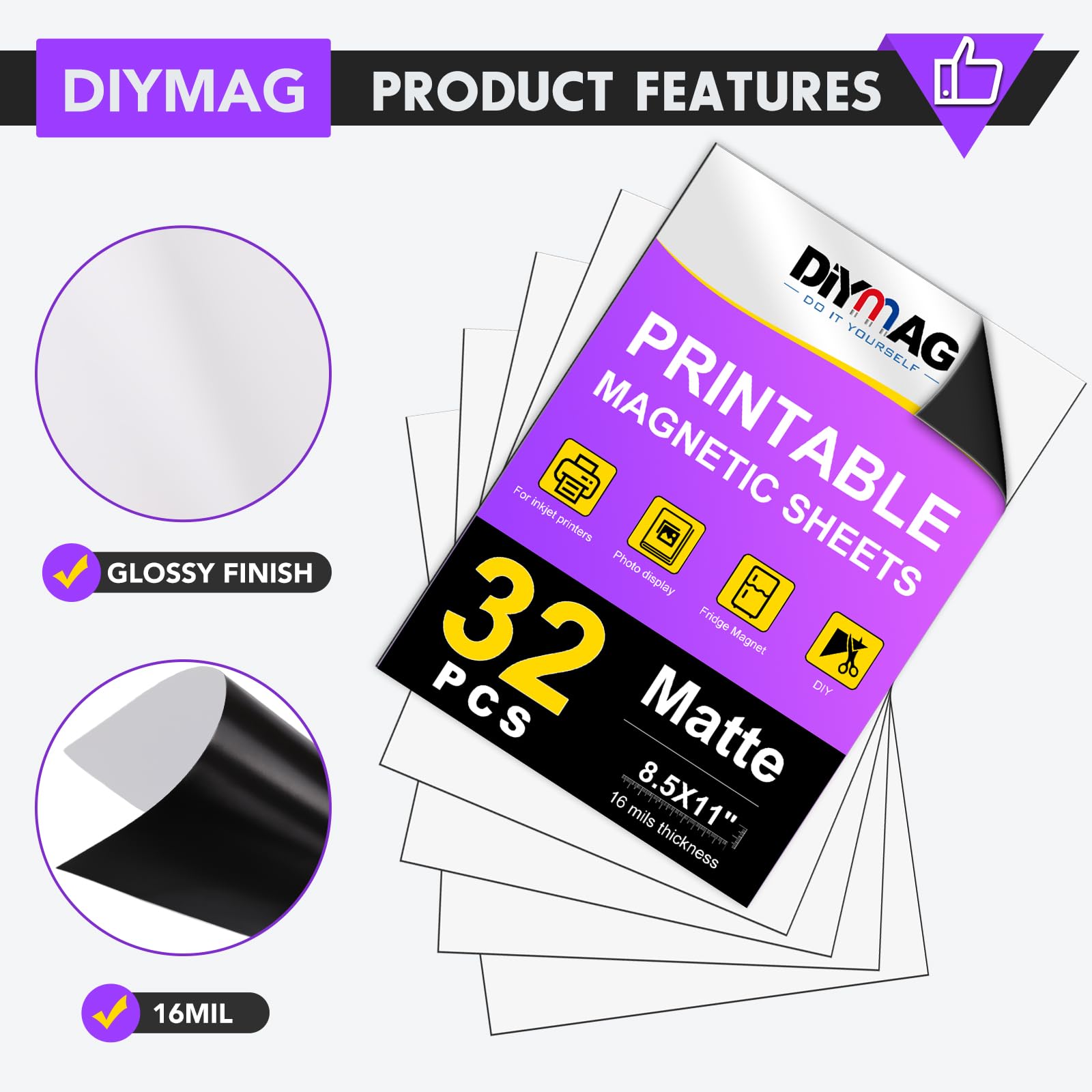 Snapklik.com : Printable Magnetic Sheets, 32Pcs 8.5 X 11 Inch Flexible ...