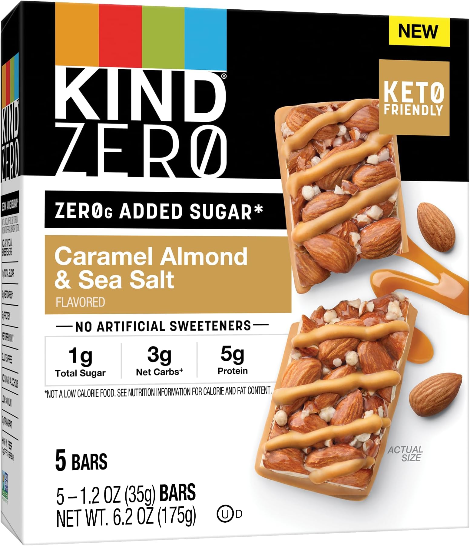 Amazon.com: KIND ZERO Added Sugar Bars, Caramel Almond & Sea Salt, Keto ...
