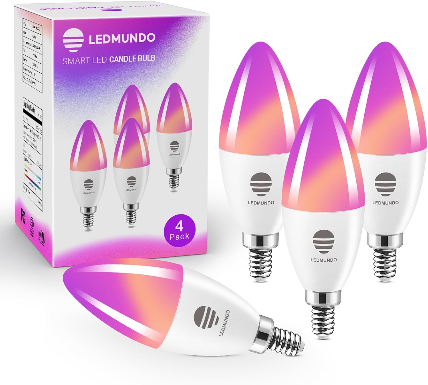 Smart Candelabra LED Bulbs, 600LM, 6W LED Candelabra Bulb E12 Base, 60W ...
