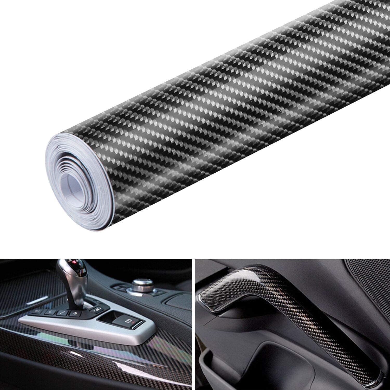 KAHEIGN 30CM x 300CM Carbon Fibre Vinyl Wrap, 6D High Gloss Vinyl Wrap ...