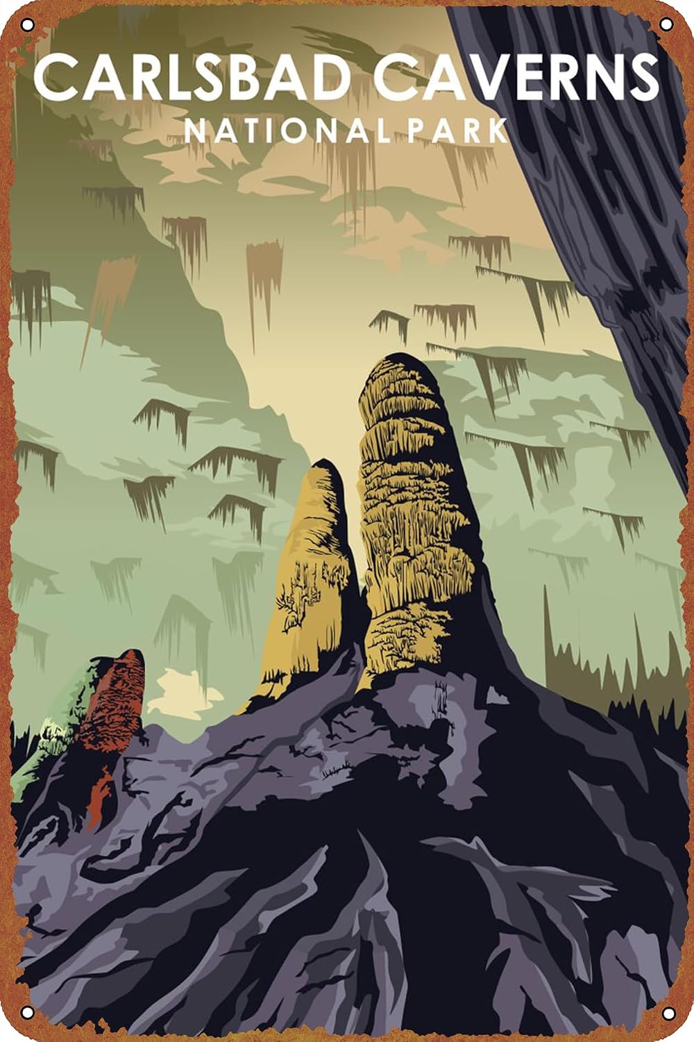 Amazon.com: Carlsbad Caverns Park Retro Poster Tin Sign Cafe bar Home ...