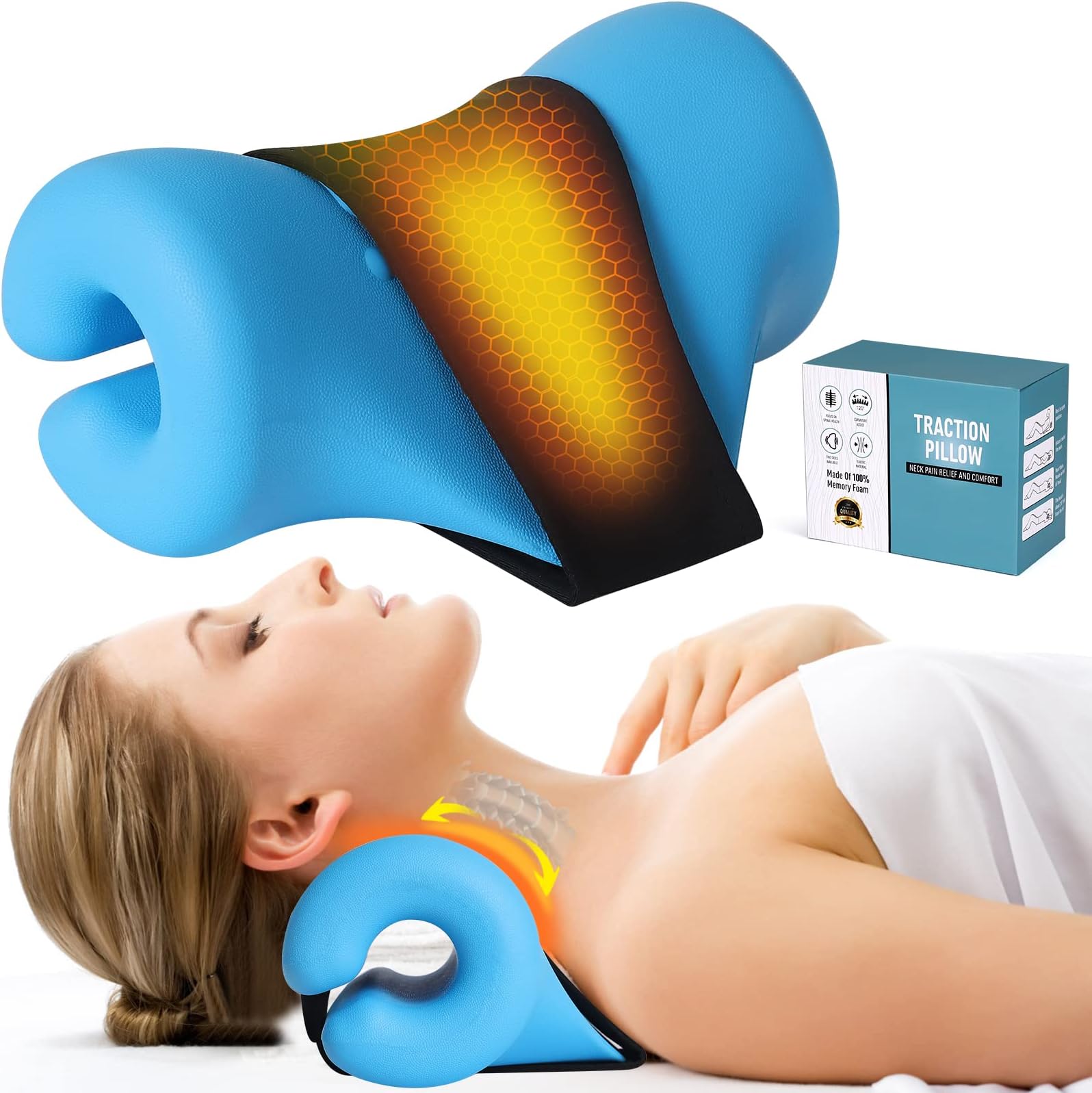 Amazon.com: SCDJASM Neck Stretcher Neck Pain Relief Heated Cervical ...