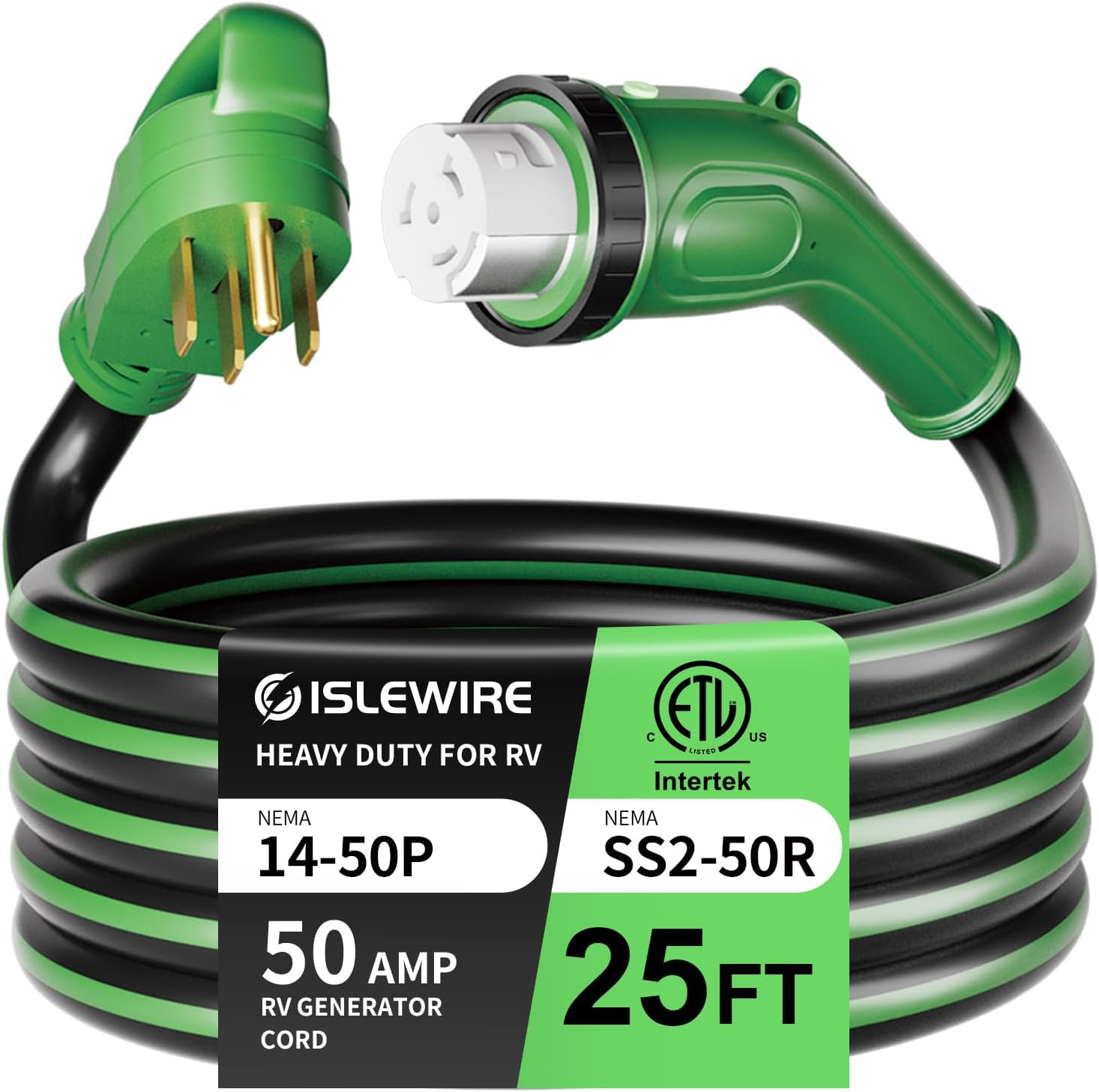Amazon.com: ISLEWIRE 50 Amp 30 Feet RV Power Cord, Heavy Duty 6/3 + 8/1 ...