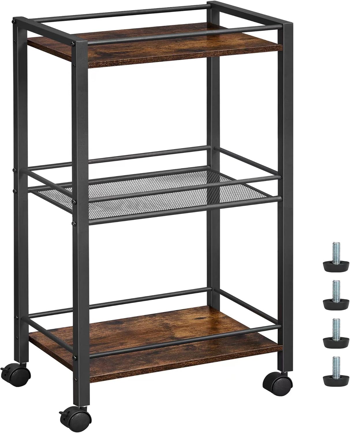 Amazon.com - HOMCENES Bar Cart, 3-Tier Mobile Rolling Cart with ...