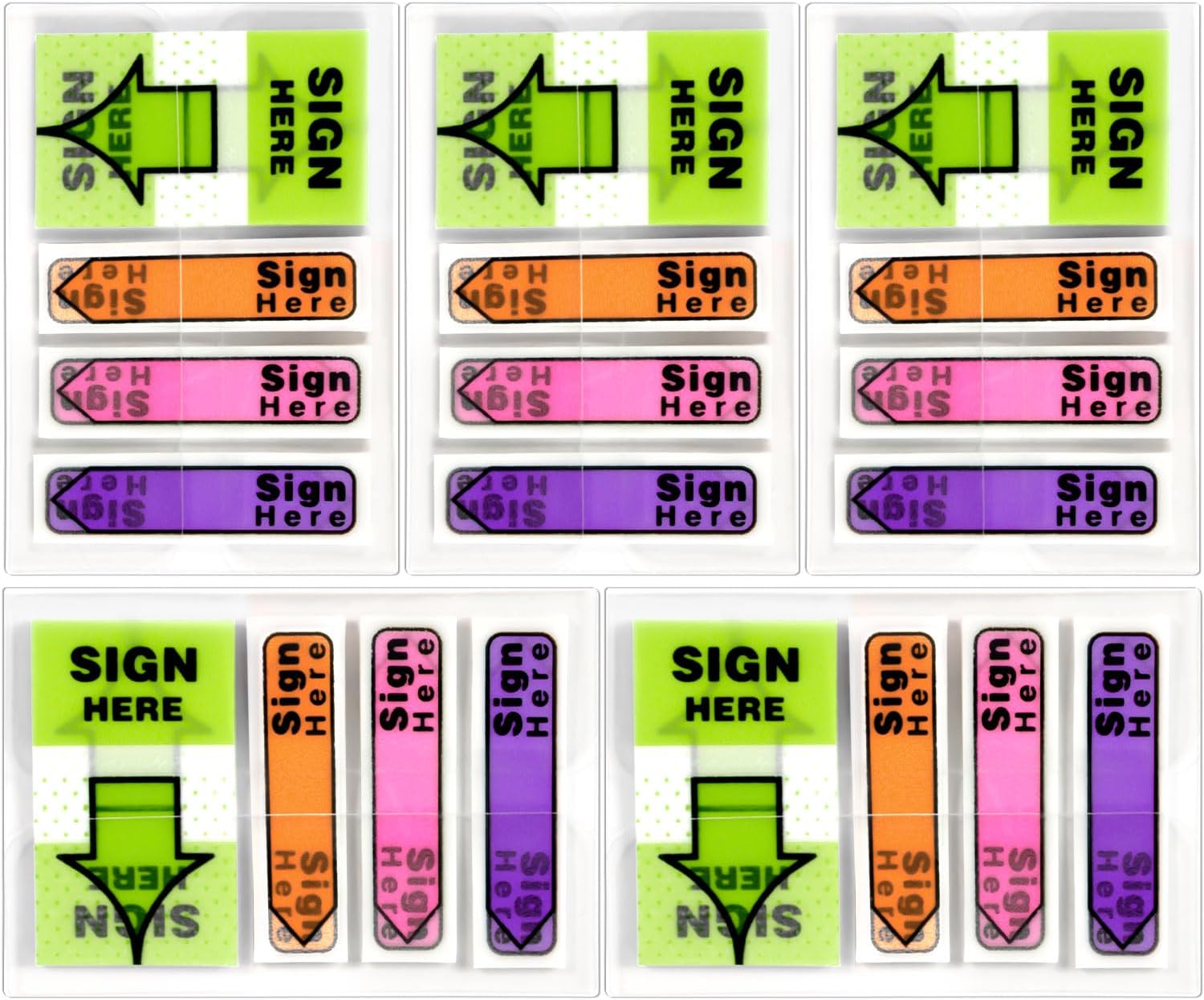 Amazon.com : 500pcs/5 Pack Sign Here Tabs Post It Flags, Fluorescent ...