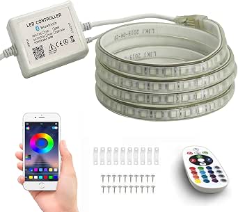 FOLGEMIR 5m RGB LED Strip, Bluetooth Control Strip, Dimmable Strip ...