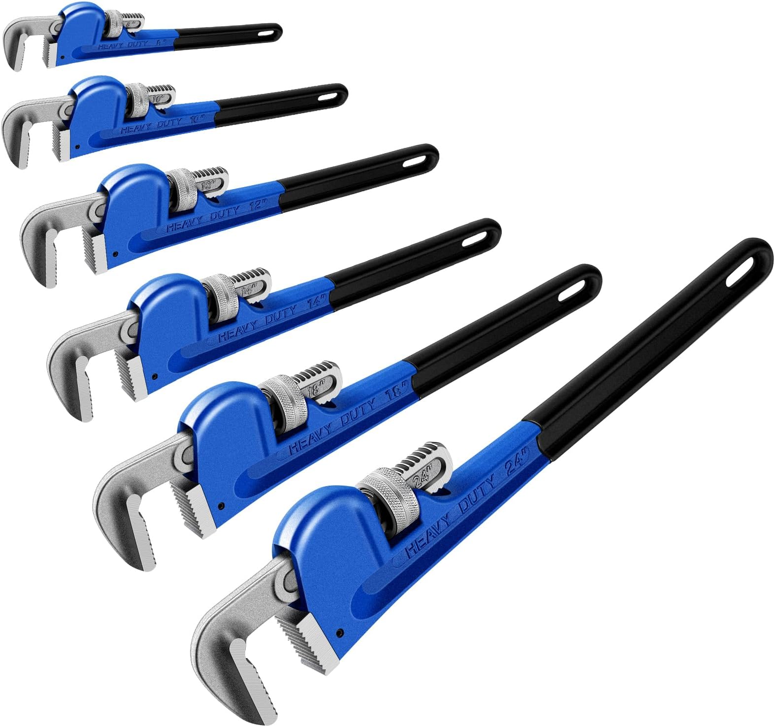 Gisafai 6 Pack Straight Pipe Wrench Plumber Wrench Heavy Duty Aluminum ...