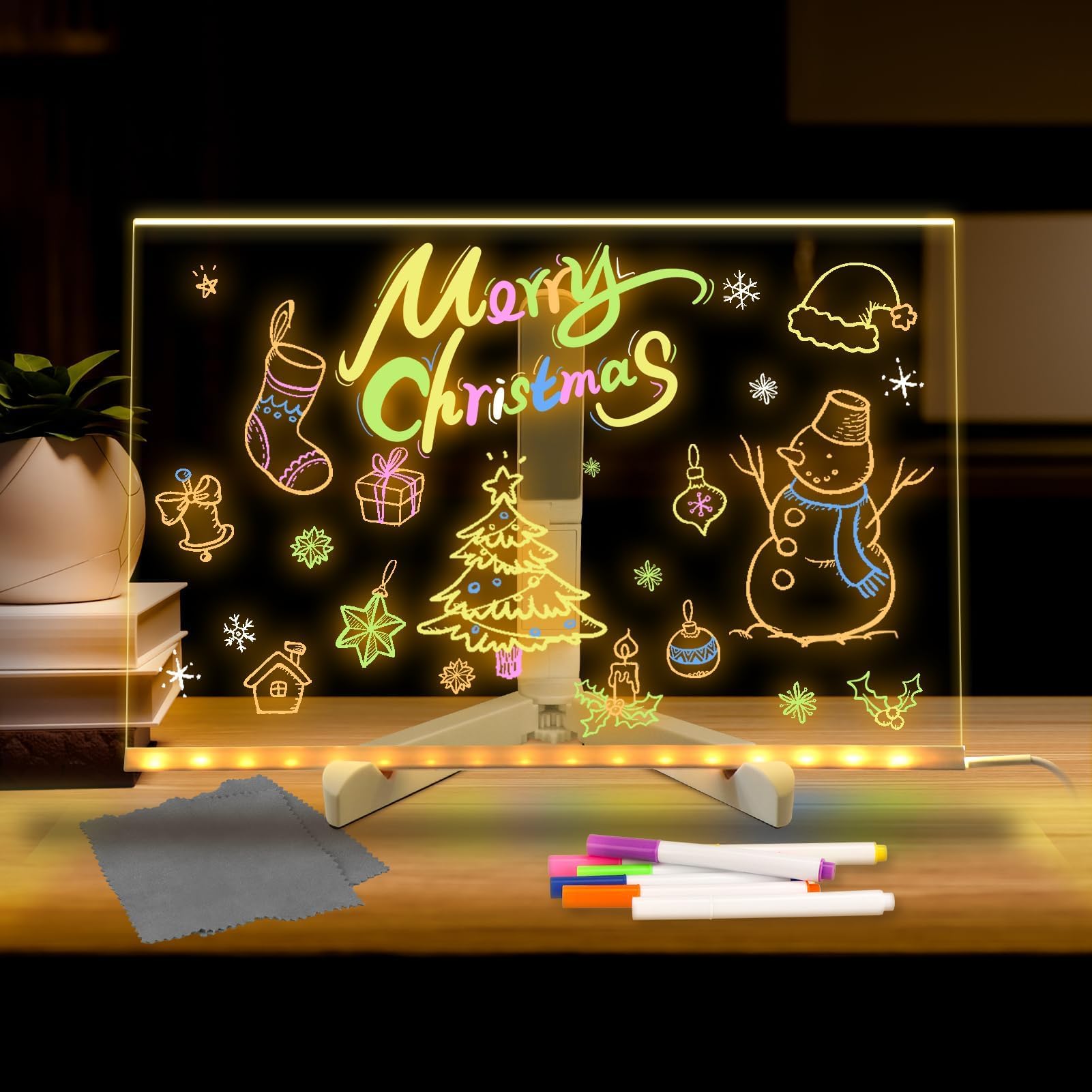 Holiday Gift For Kids Unbranded LED Drawing Board With 7 Color Brushes ...