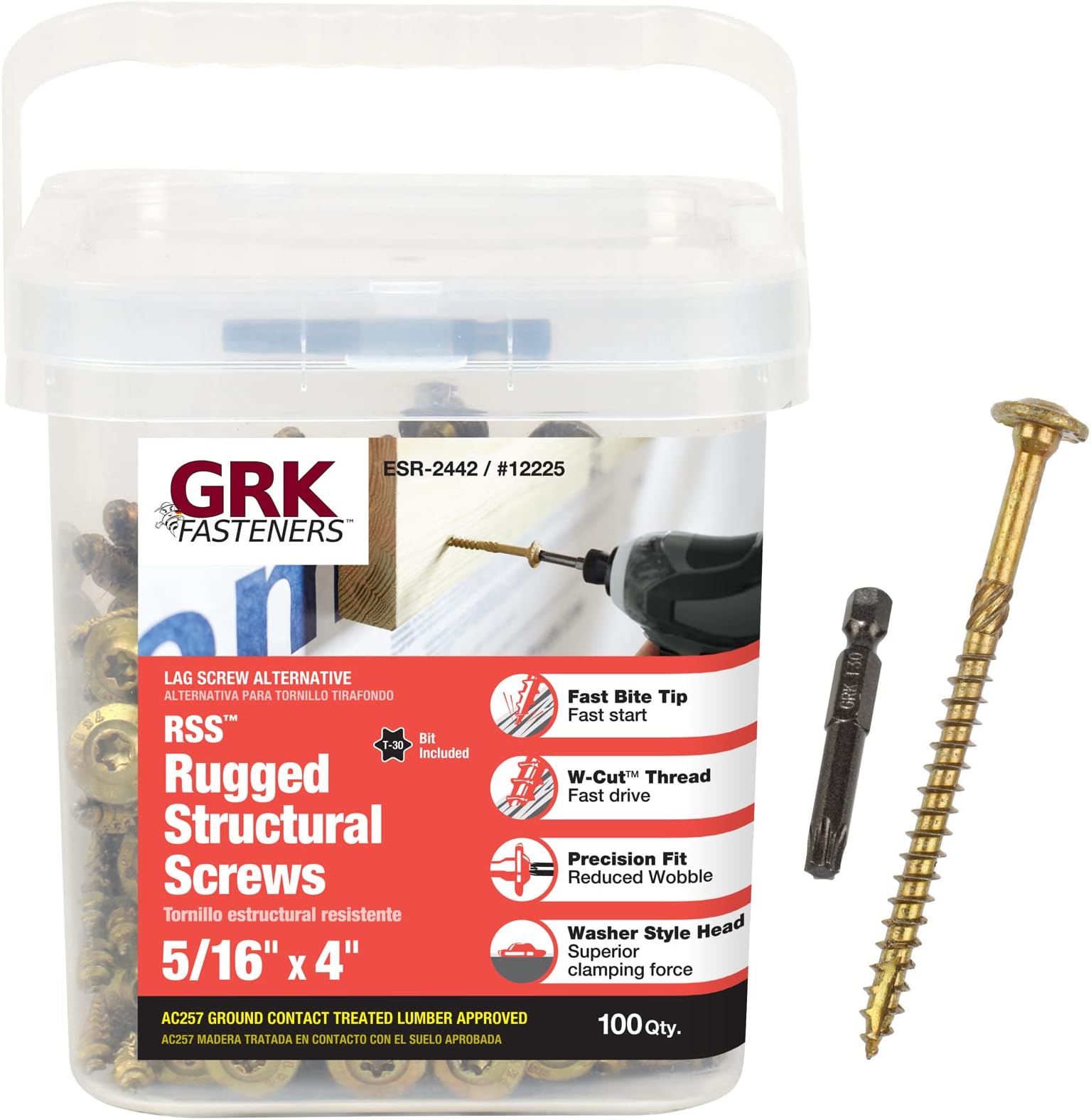 GRK Fasteners 12161 RSS 1/4" x 3-1/8" Screws 50CT - Self Drilling ...