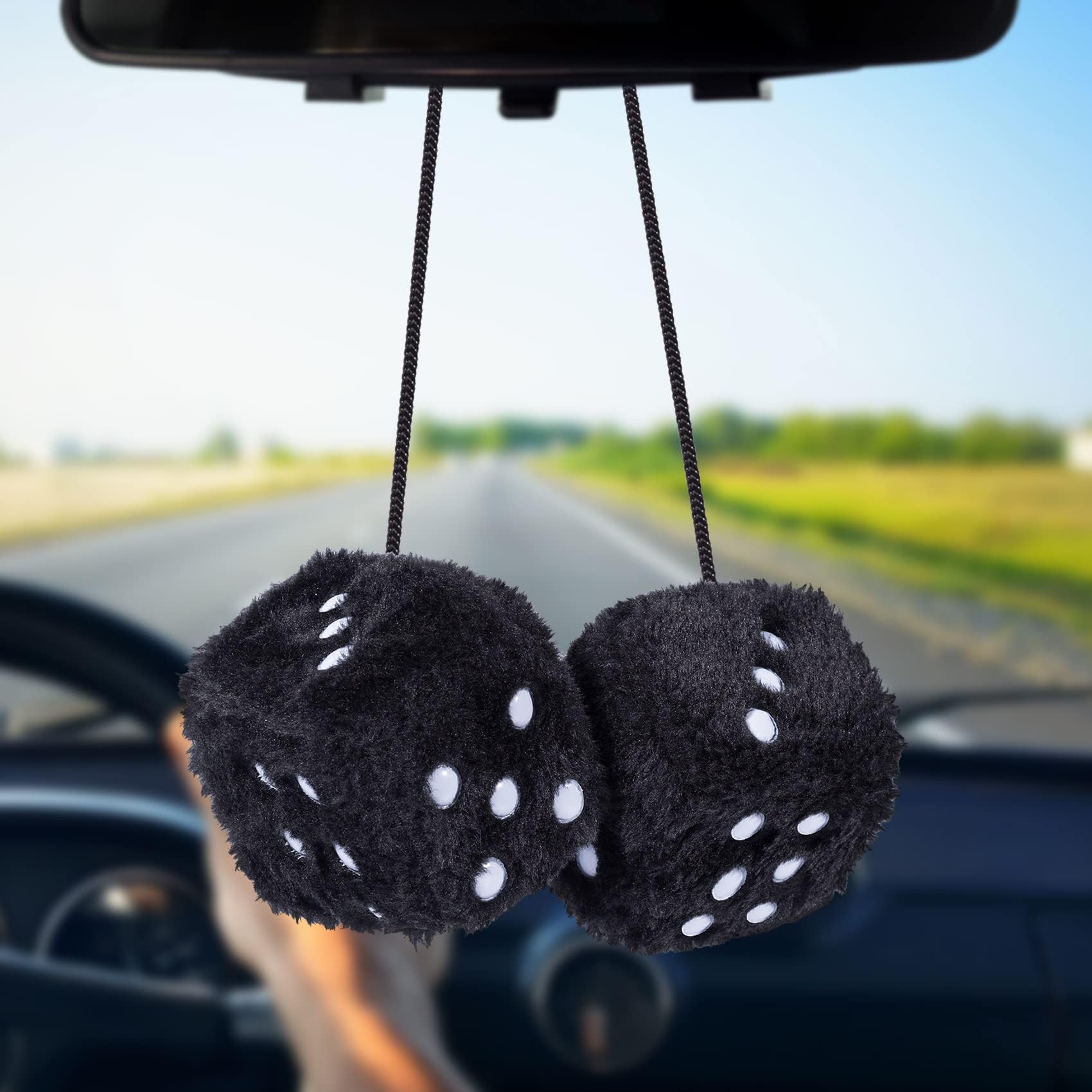 Amazon.com: PAGOW Mirror Dice, Green Fuzzy Plush Dice with White Dots ...