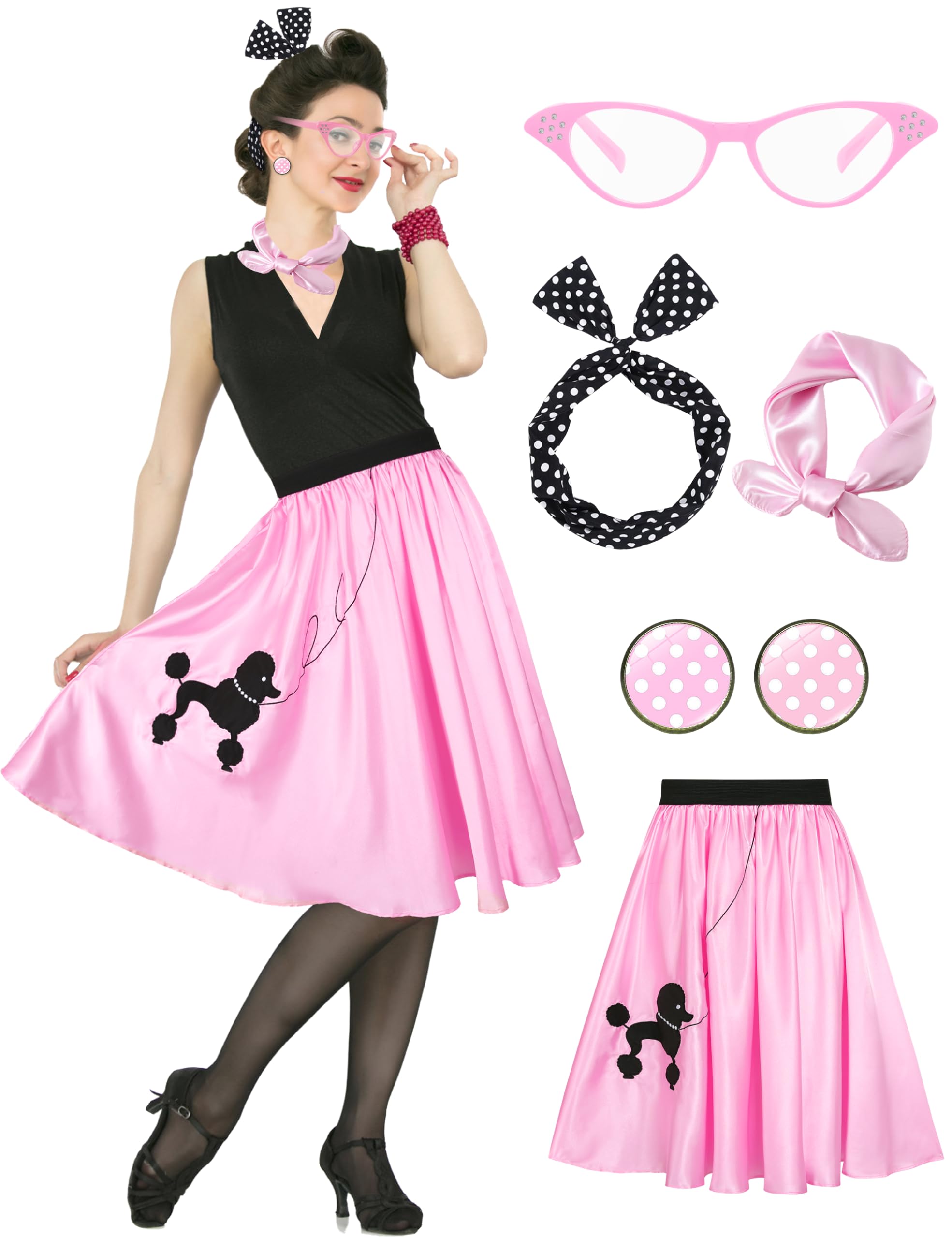 Snapklik.com : Sock Hop Costume Greasers 1950S Poodle Skirts For Women ...