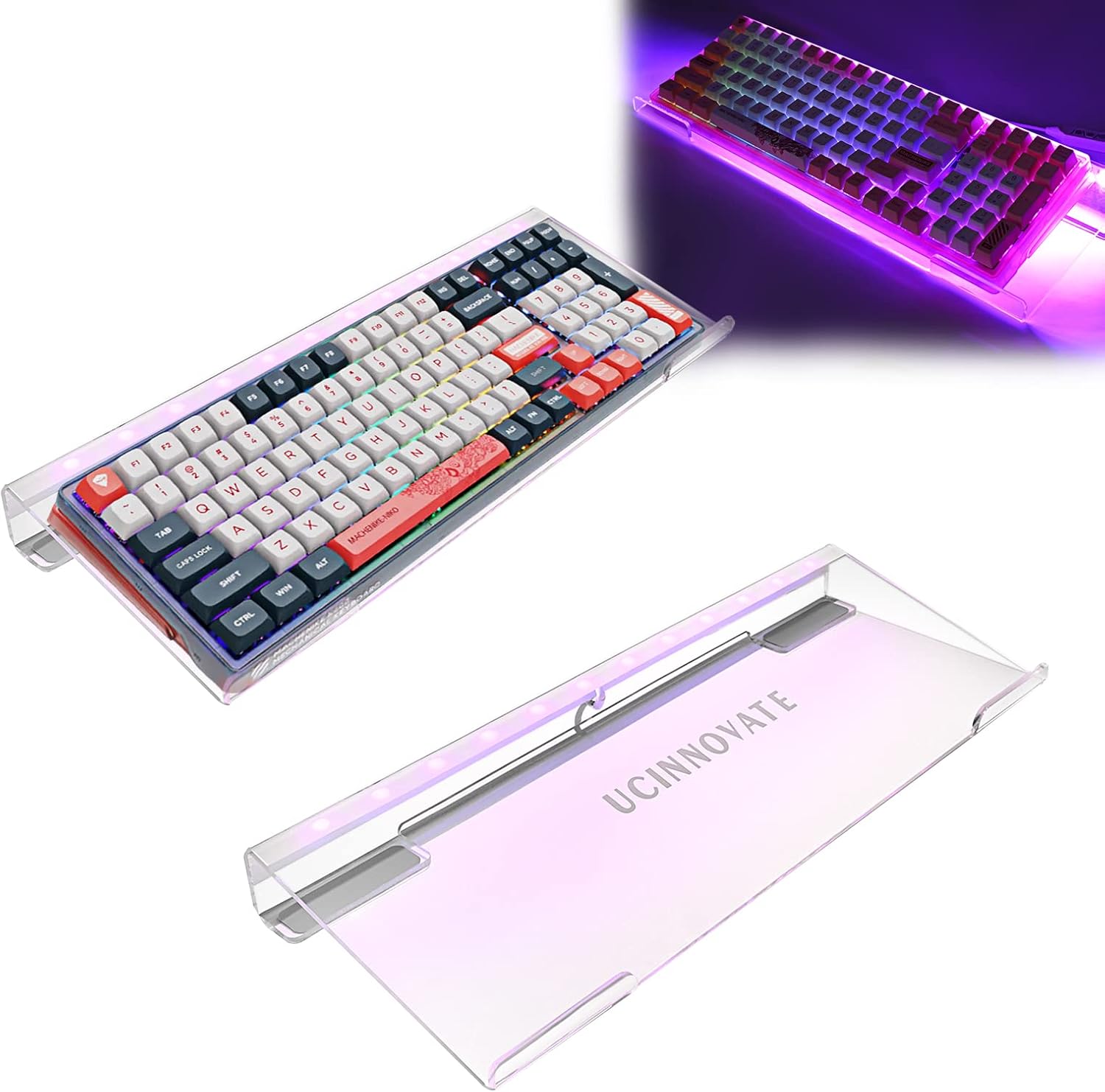 UCINNOVATE RGB Acrylic Computer Keyboard Stand, LED Backlit Keyboard ...