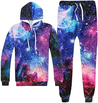 Men's Outfits, Men Universe 3D Print Hooded Galaxy Hoodie Tops Pants ...