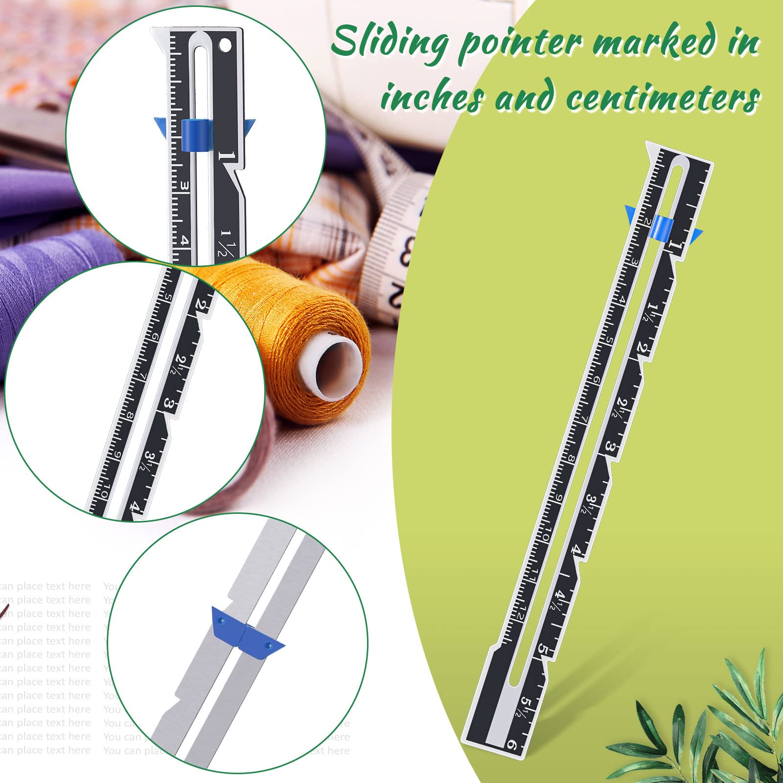 Snapklik.com : 2 Pieces T-Shaped Sliding Gauge Measuring Sewing Tool 5 ...