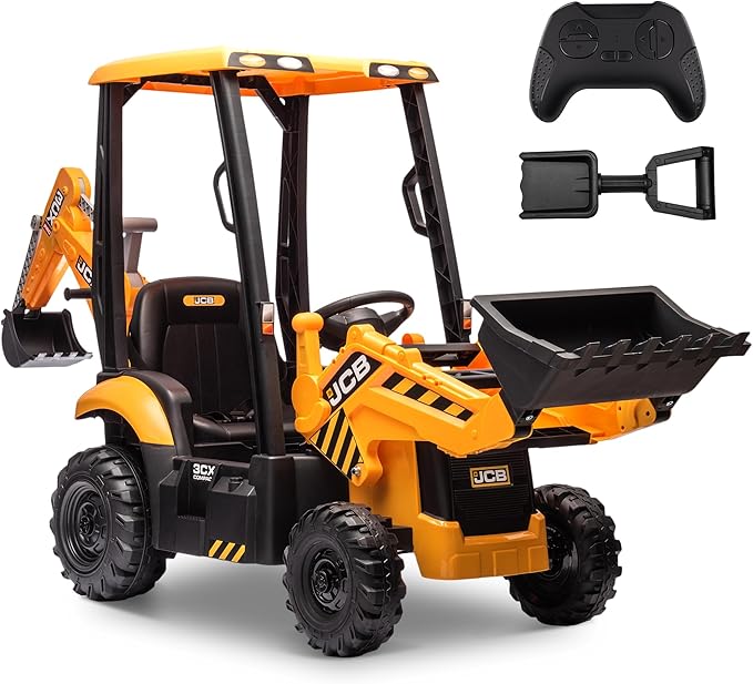 Amazon.com: ENYOPRO 12V JCB Electric Backhoe Loader Toy Car for Kids ...