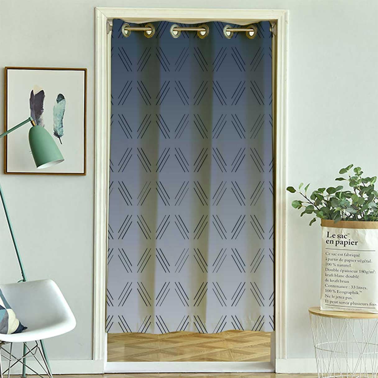 Amazon.co.jp: Gray Noren Interior Door Curtain Soundproofing Window for ...