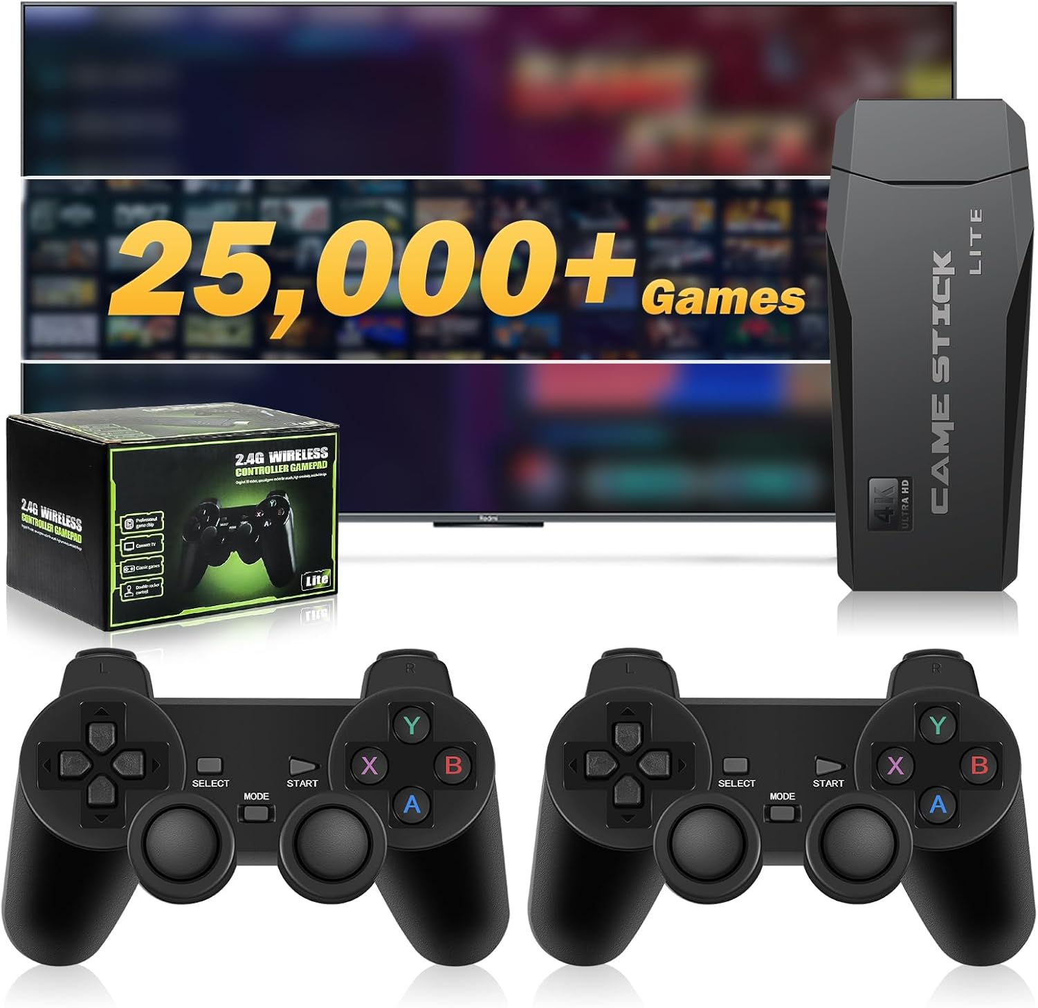 Amazon.com: Retro Game Stick Retro Gaming Console with Built in 25,004 ...