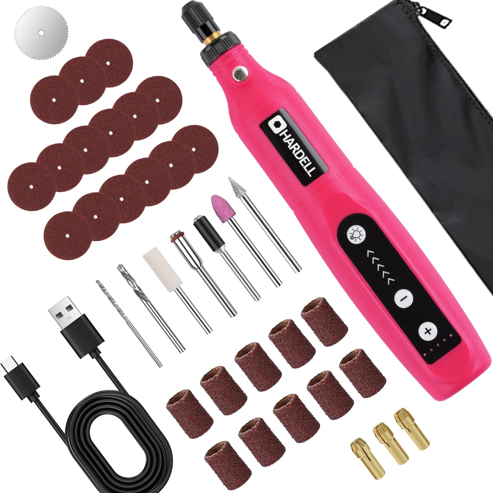 HARDELL Mini Cordless Rotary Tool kit 3.7V, 18000RPM 5 Variable Speeds ...
