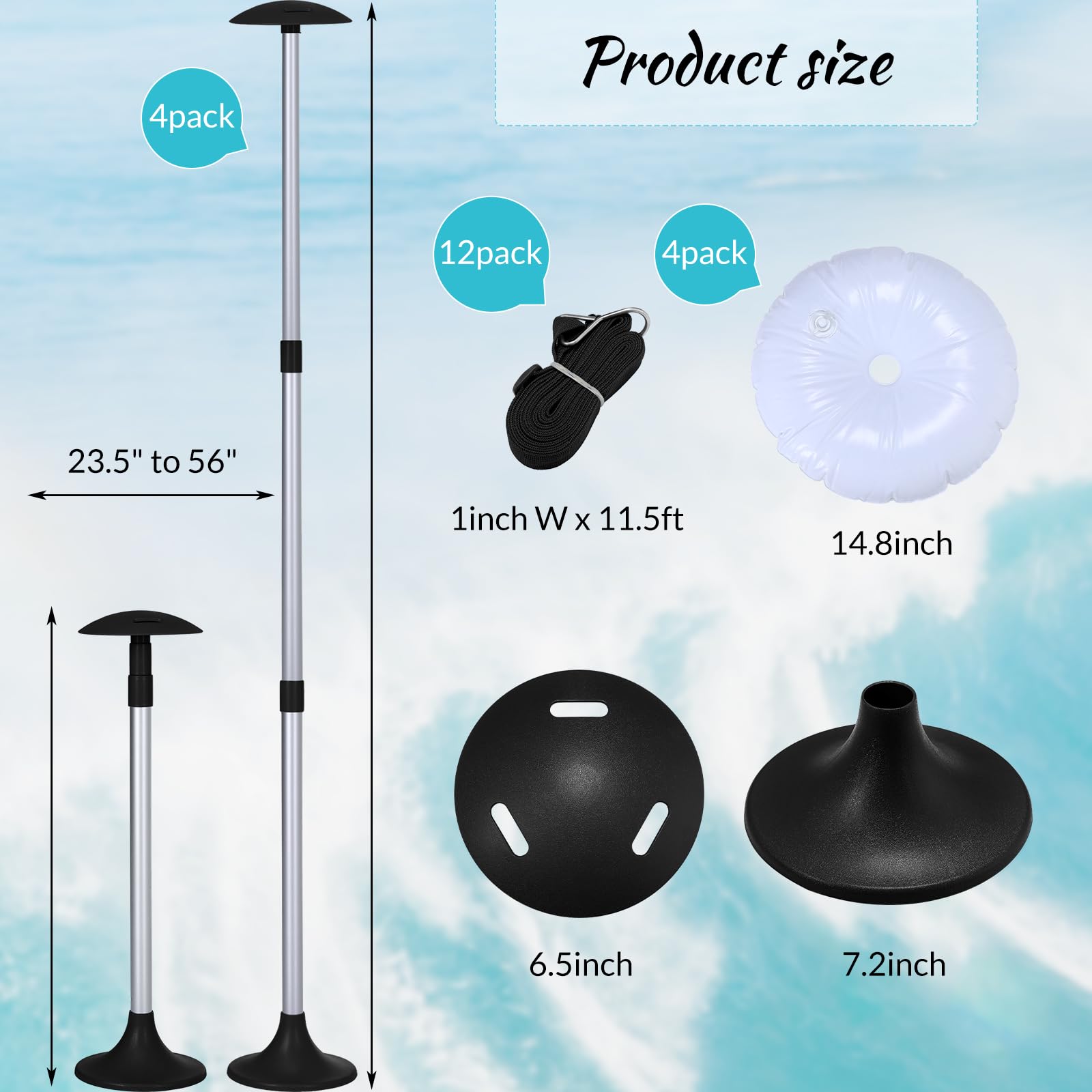 Datanly 20 Pcs Boat Cover Support System Include 4 Pcs Telescopic ...