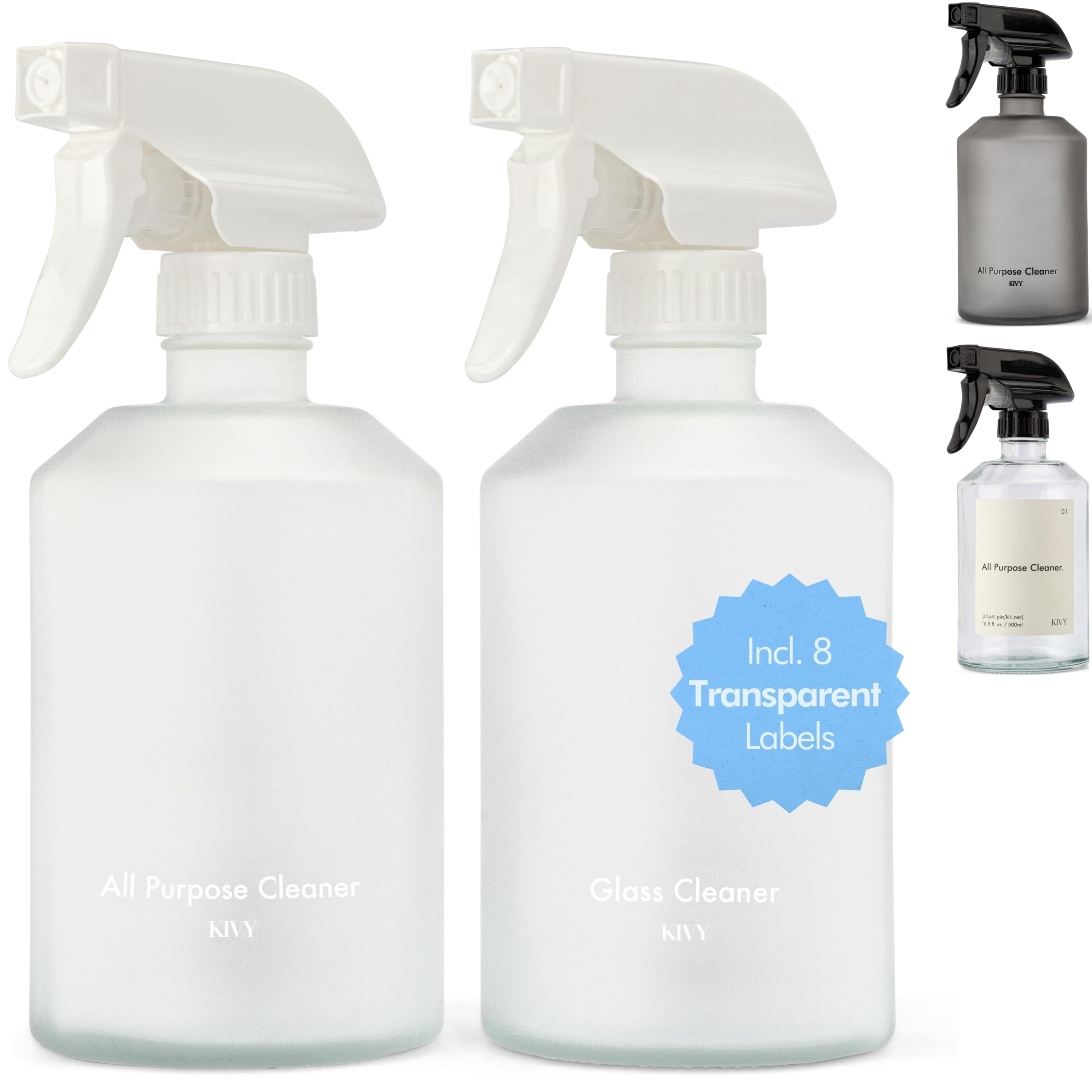 Amazon.com: KIVY Glass Spray Bottles for Cleaning [INCL. LABELS ...