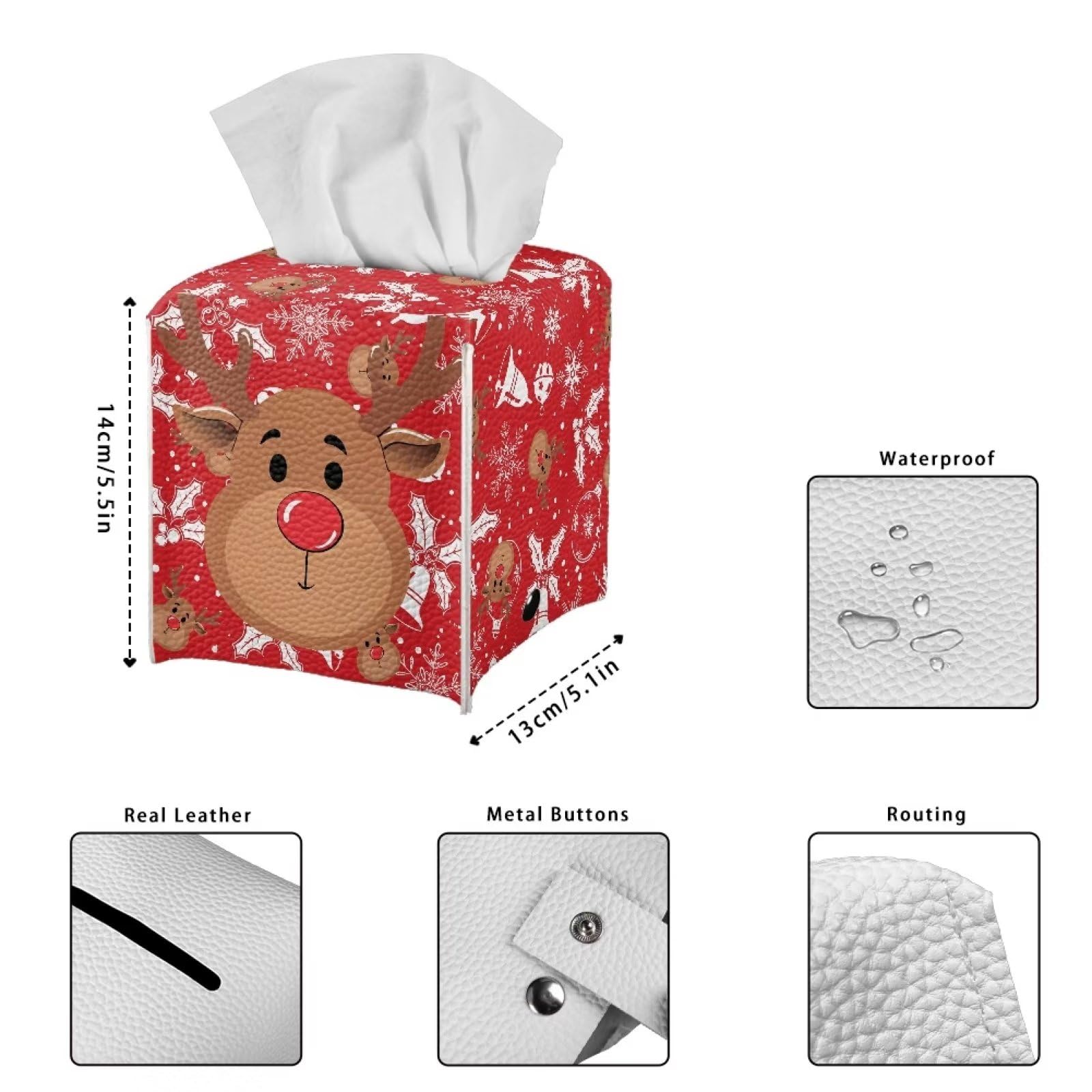 Snapklik.com : Christmas Deer And Bells Tissue Box Cover Square Tissue ...