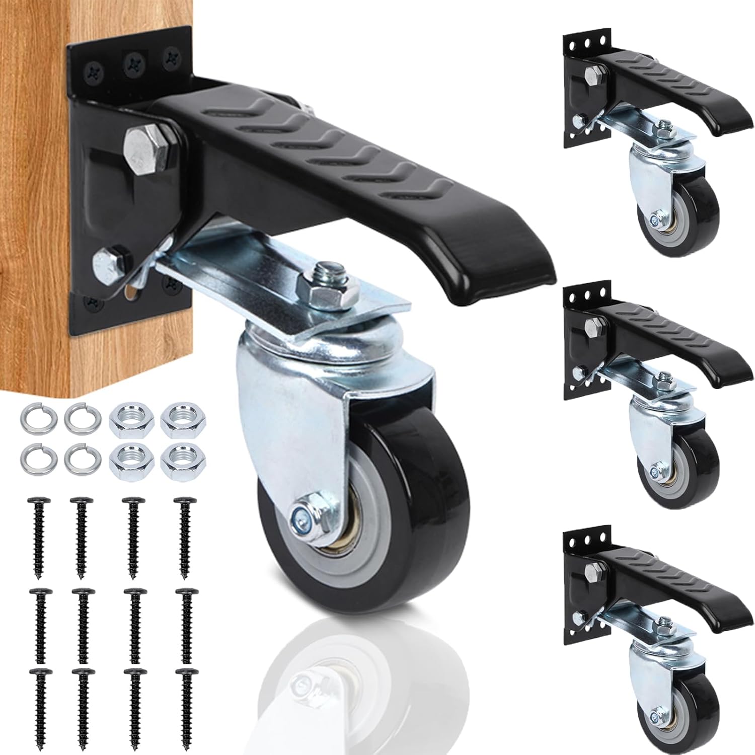 SIMTWO 4 Pack Workbench Caster Kit, Retractable Caster Heavy Duty ...