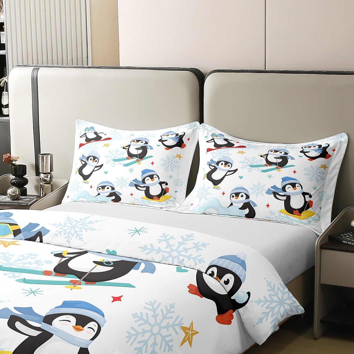 Penguin Comforter Set Kids Cartoon Penguin 100% Natural Cotton Bedding