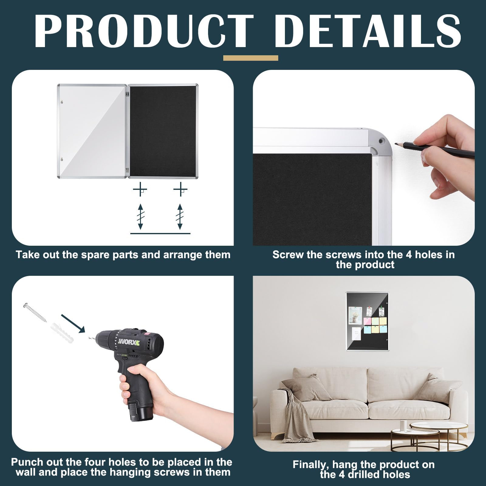 Snapklik.com : Ctosree Enclosed Bulletin Board Case Lockable Cork ...