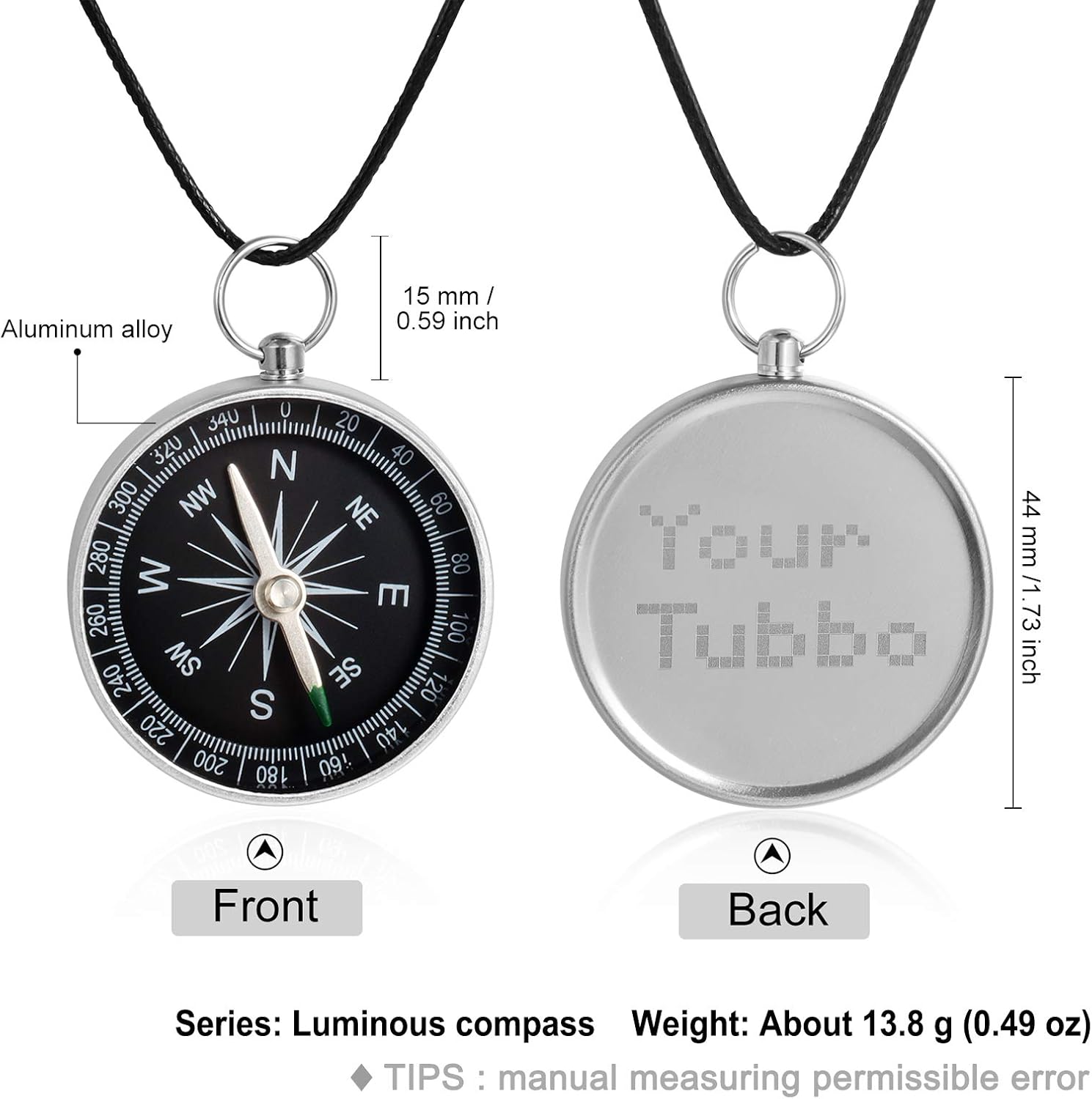 CusGifta (Golden/Silver Color) Compass with Luminous Function, Compass ...