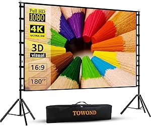 Amazon.com: TOWOND Projector Screen and Stand, 180 inch Outdoor ...